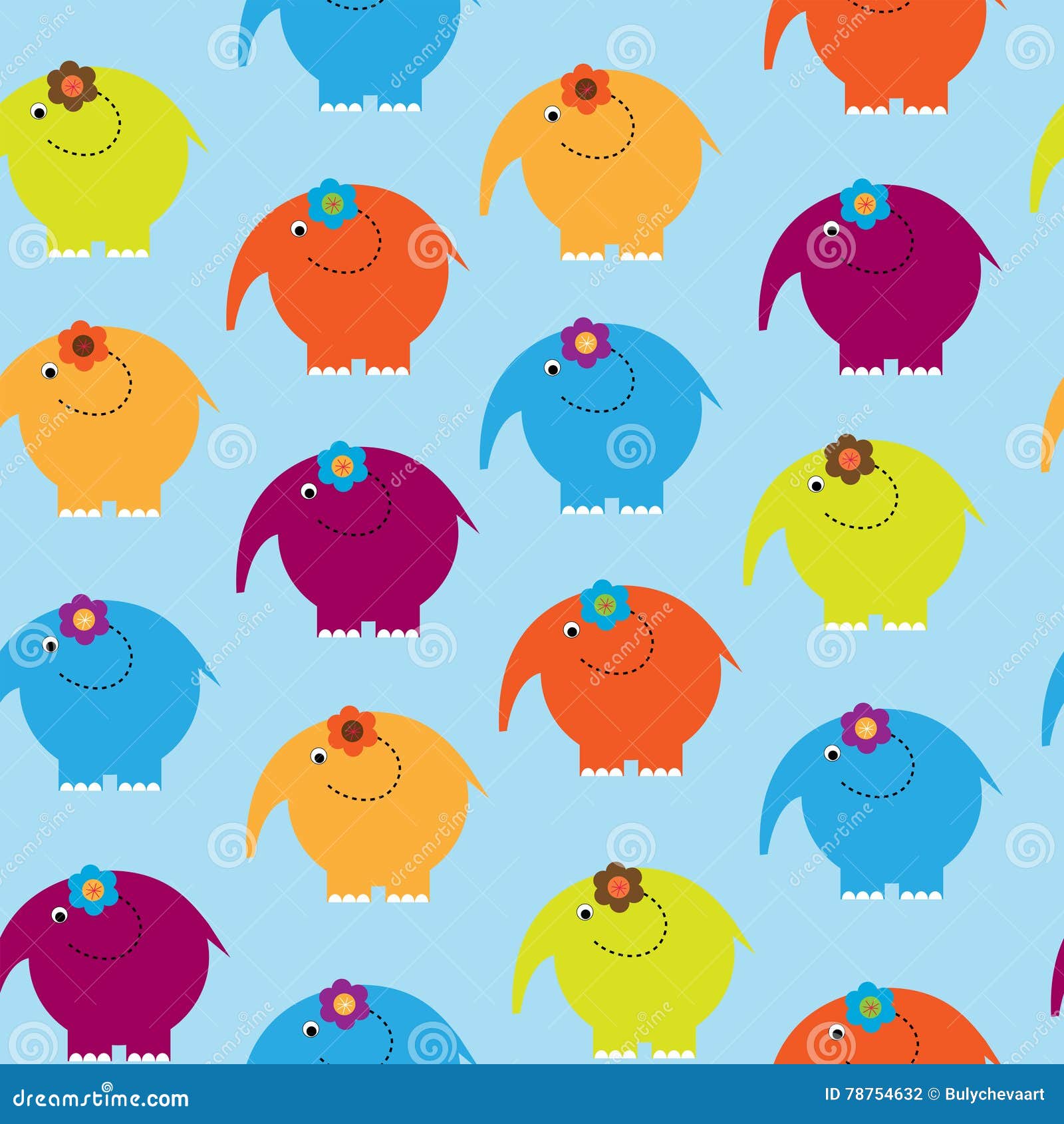 Seamless Pattern with Cute Colorful Elephants Stock Vector ...
