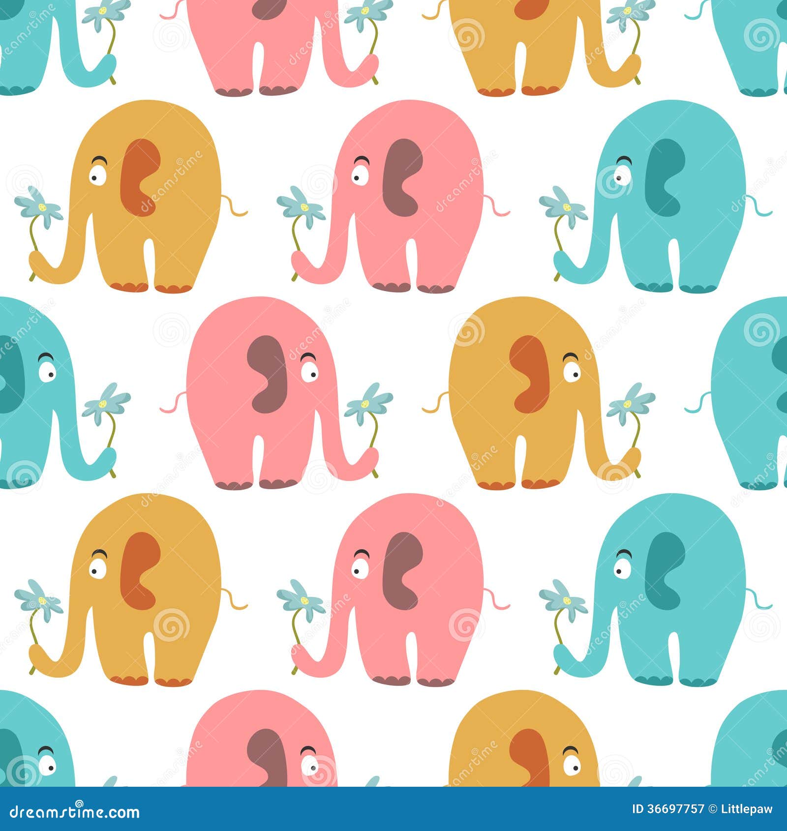 Seamless Pattern with Cute Colorful Elephants Stock Vector ...