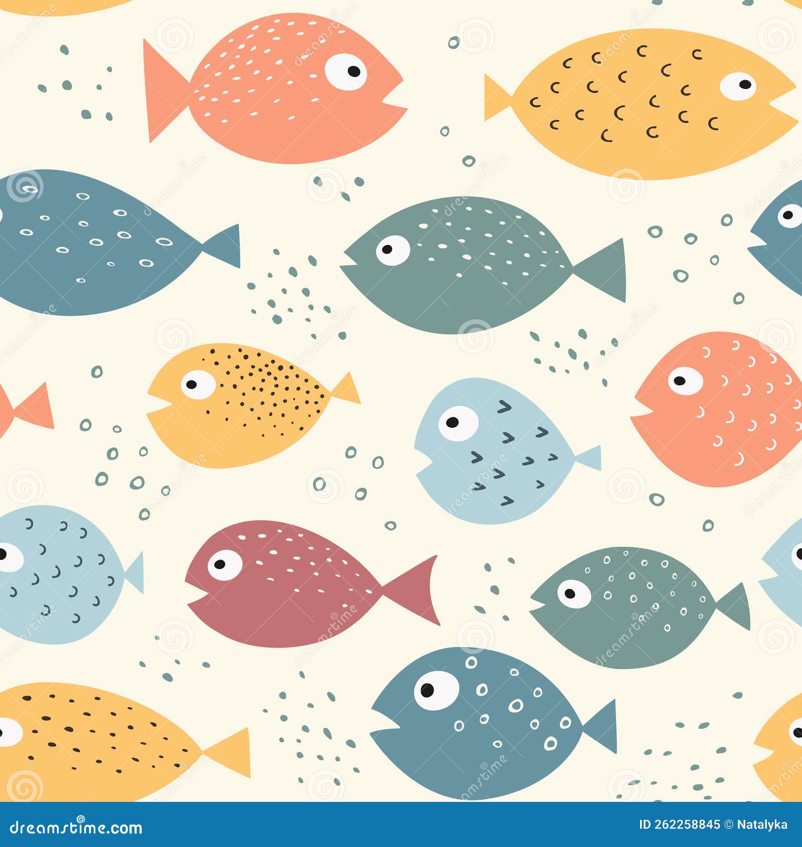 Seamless Pattern with Cute Colorful Fish. Simple Flat Vector ...