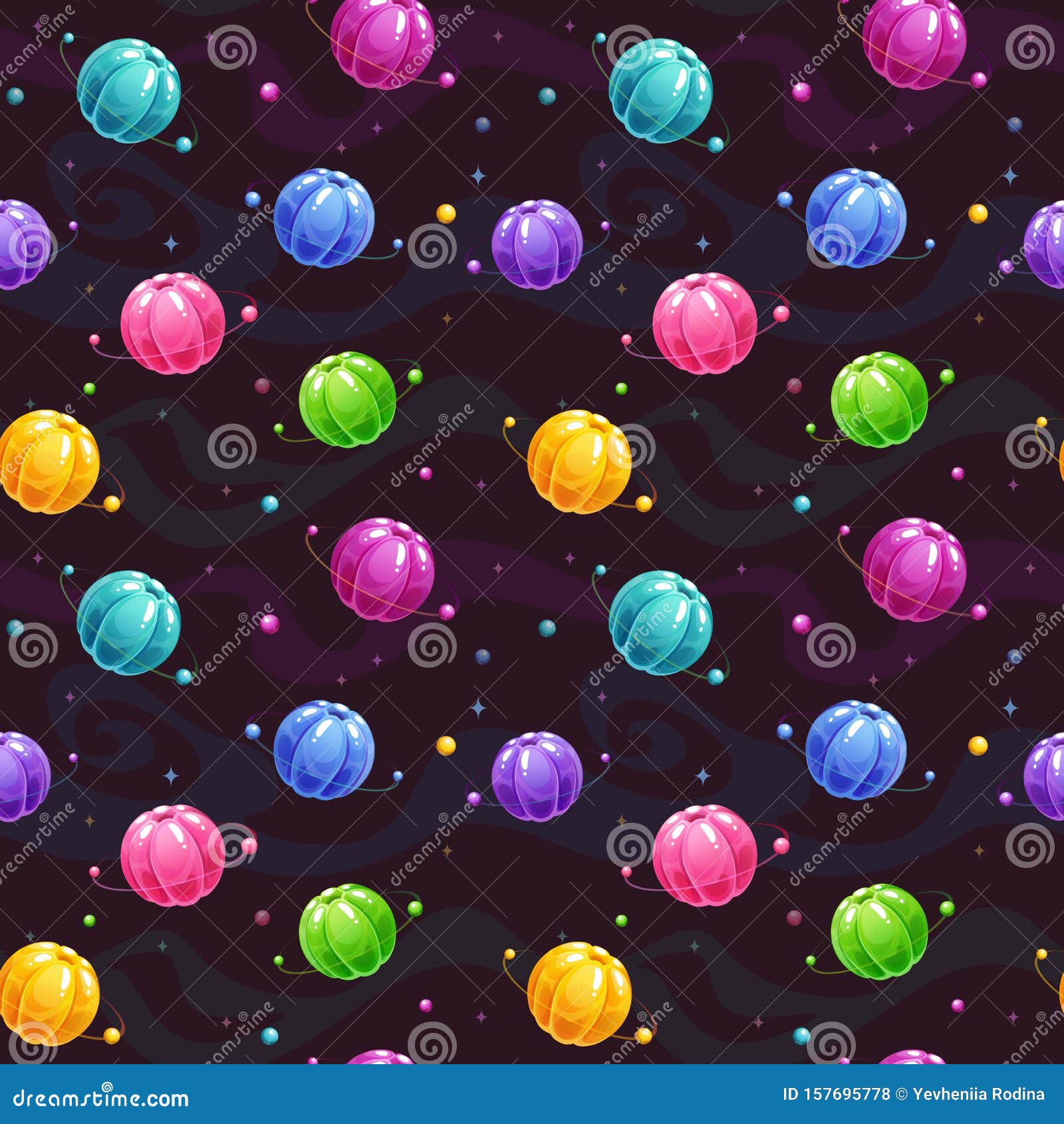 Texture With Planets Symbols Isolated Vector Illustration ...