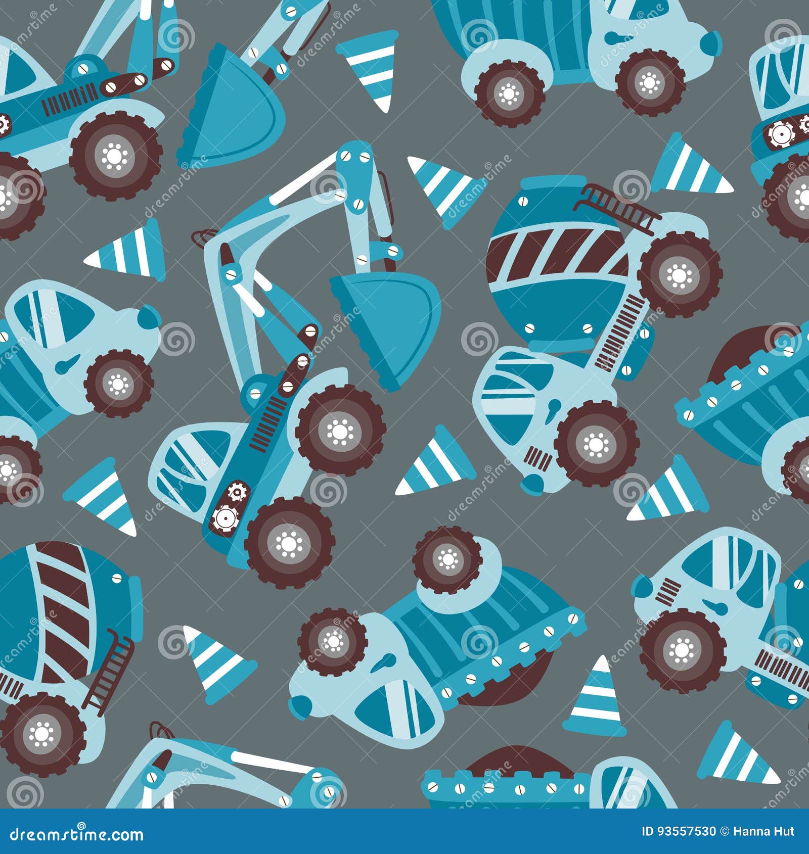 Seamless Pattern Of Cute Construction Equipment For Different Purposes ...