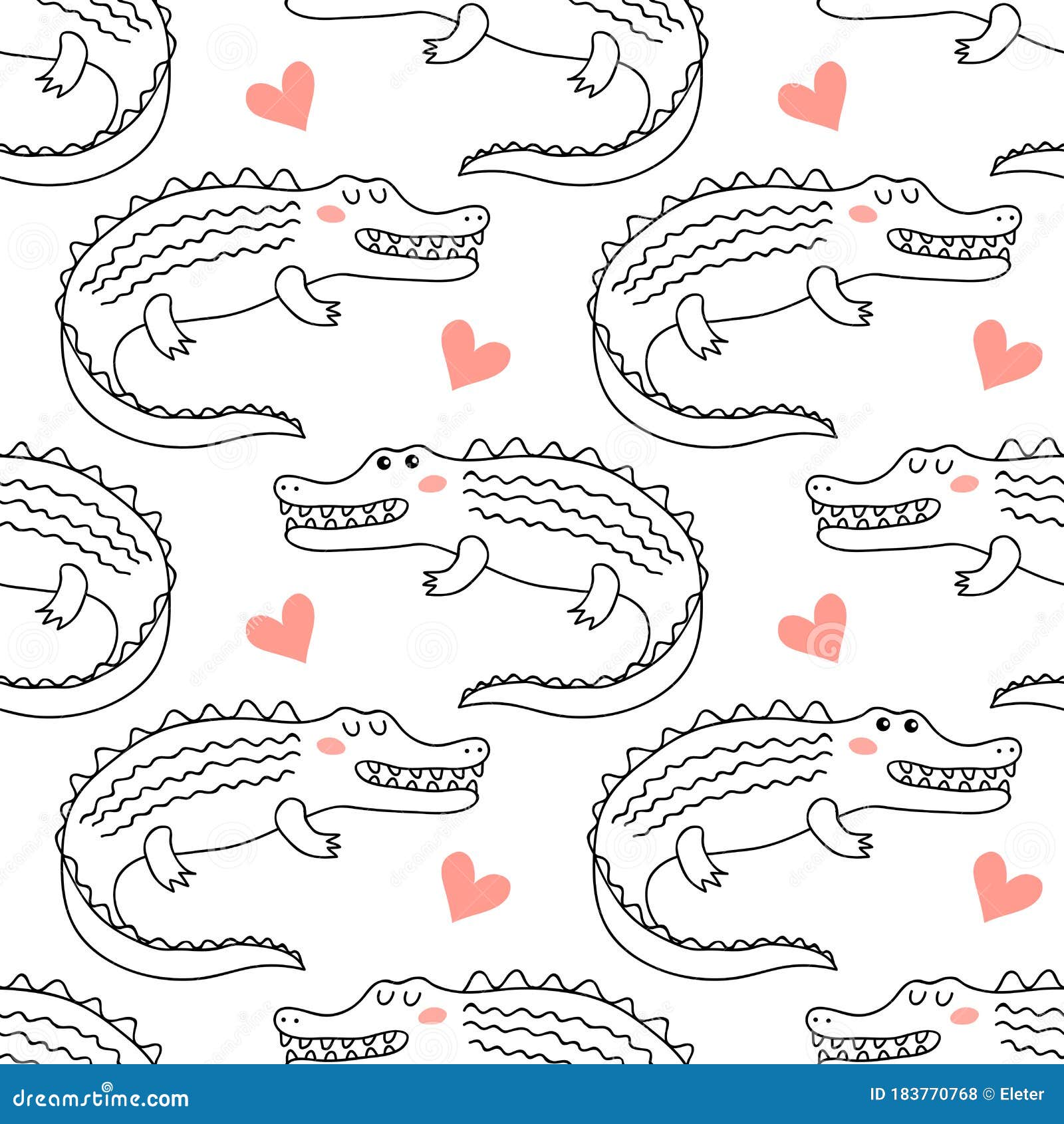Seamless Pattern with Cute Crocodiles Stock Vector - Illustration of ...
