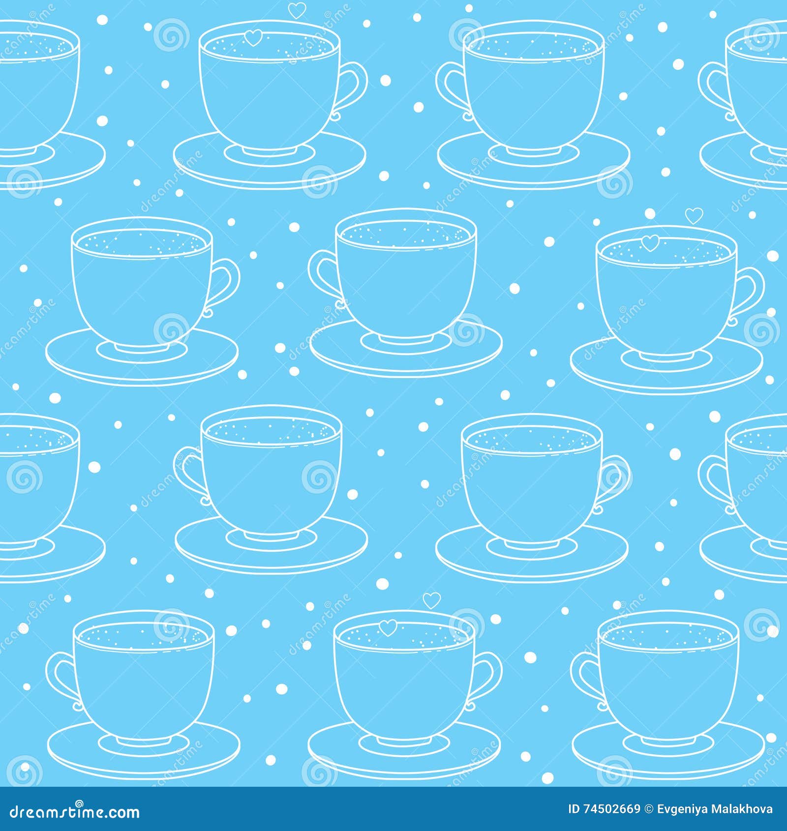 Seamless Pattern with Cute Cups Stock Vector - Illustration of ...