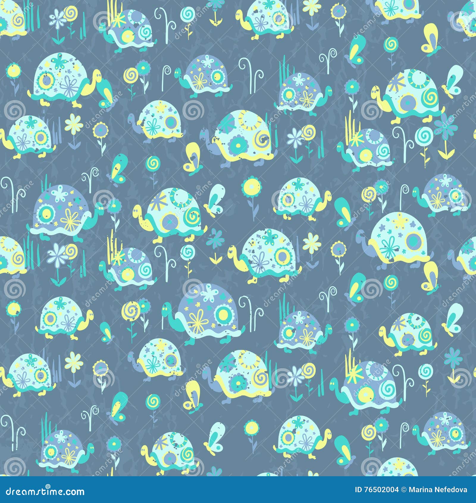Seamless Pattern with Cute Different Turtles Stock Illustration ...