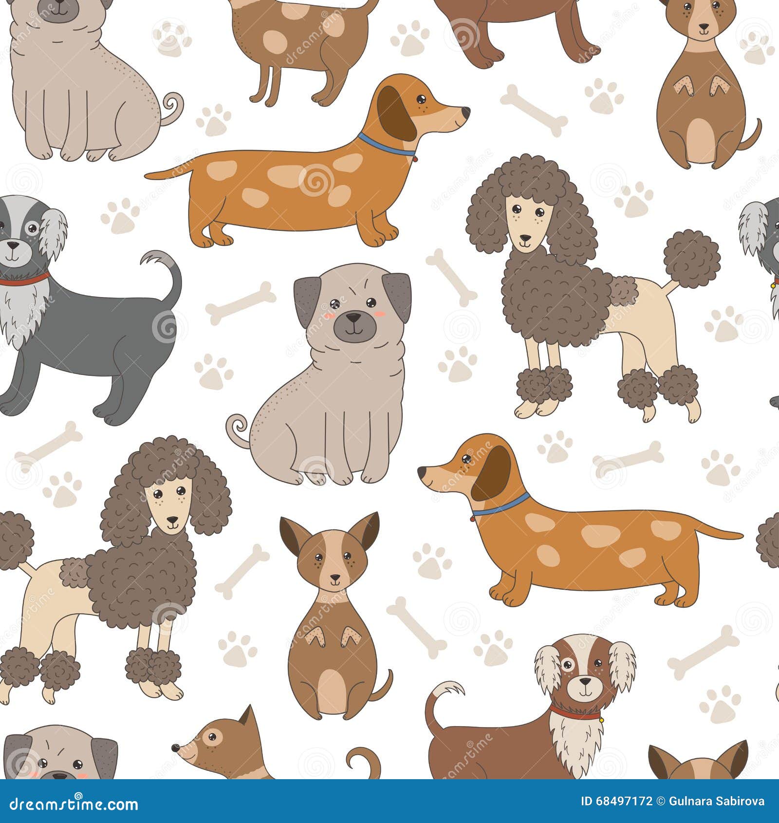 Seamless Pattern with Cute Dogs Stock Vector - Illustration of animal ...