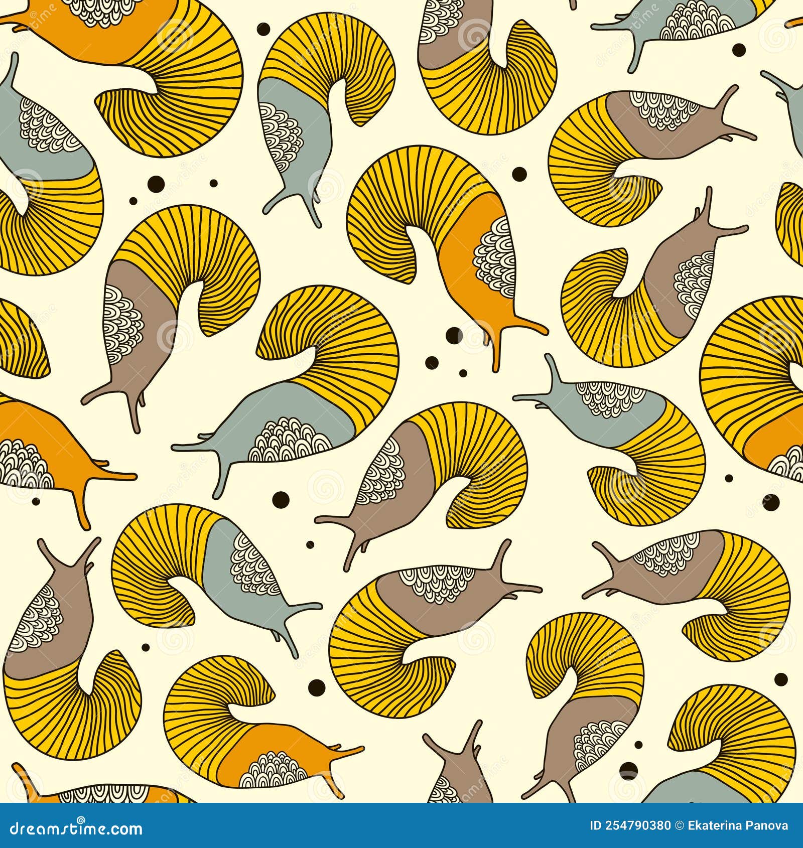 Seamless Pattern with Cute Doodle Slugs. Vector Wallpaper. Stock Vector ...