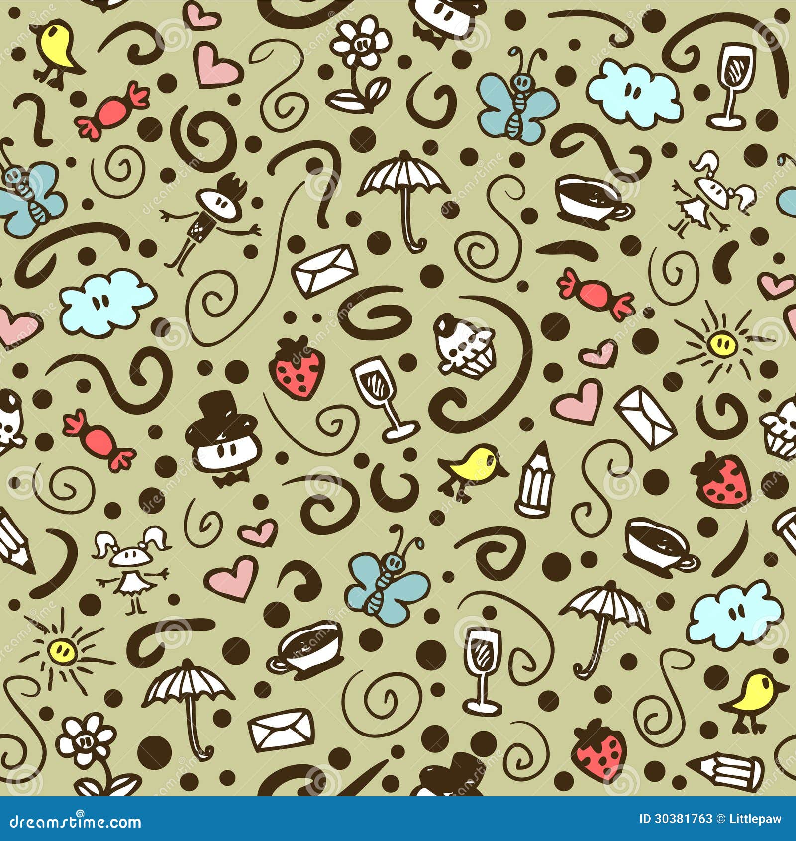 Seamless Pattern with Cute Drawings Stock Vector - Illustration of baby ...