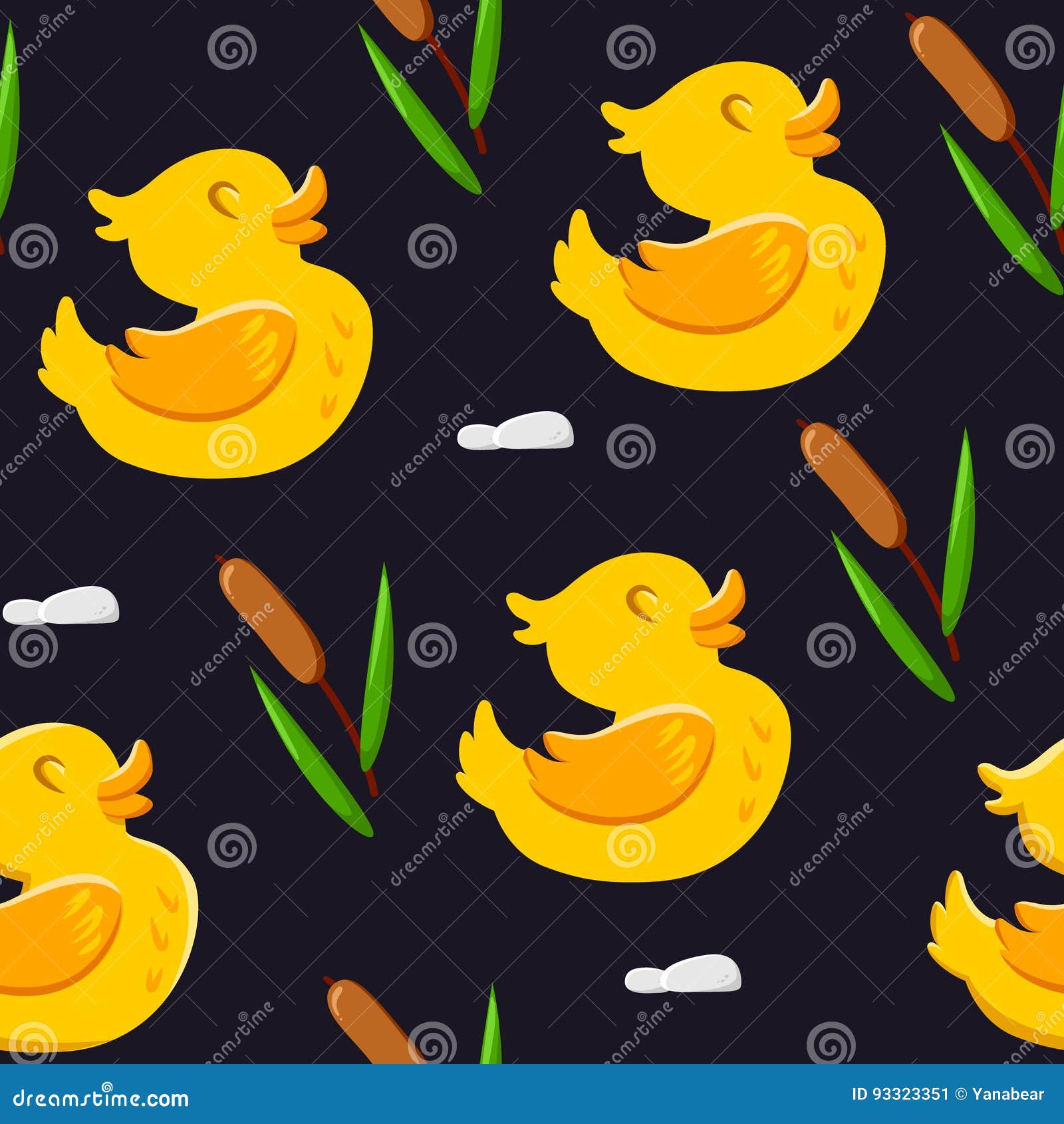Seamless Pattern with Cute Ducks and Reeds. Ornament for Textiles and ...
