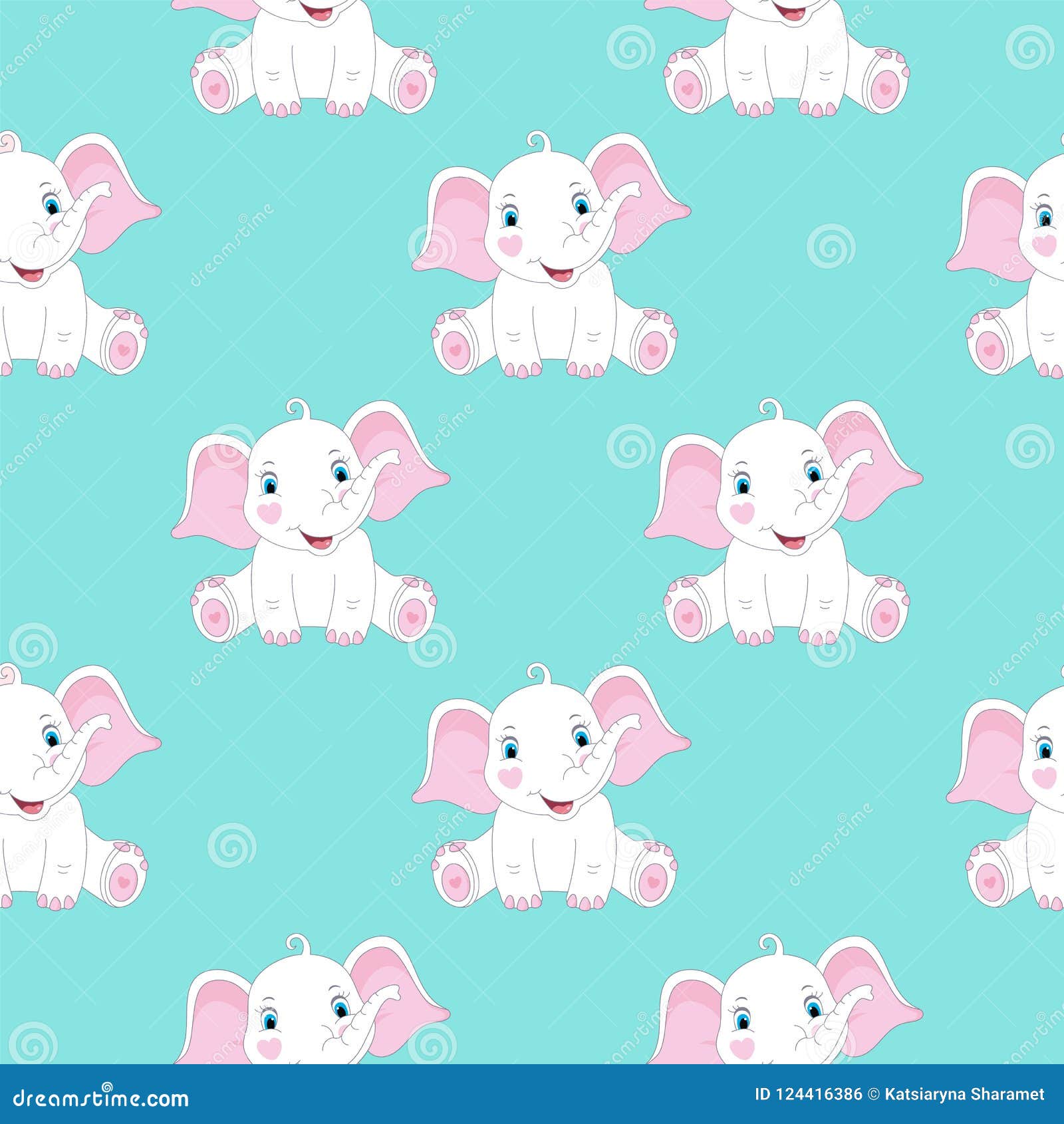 Seamless Pattern with Cute Elephants. Baby Print Stock Vector ...