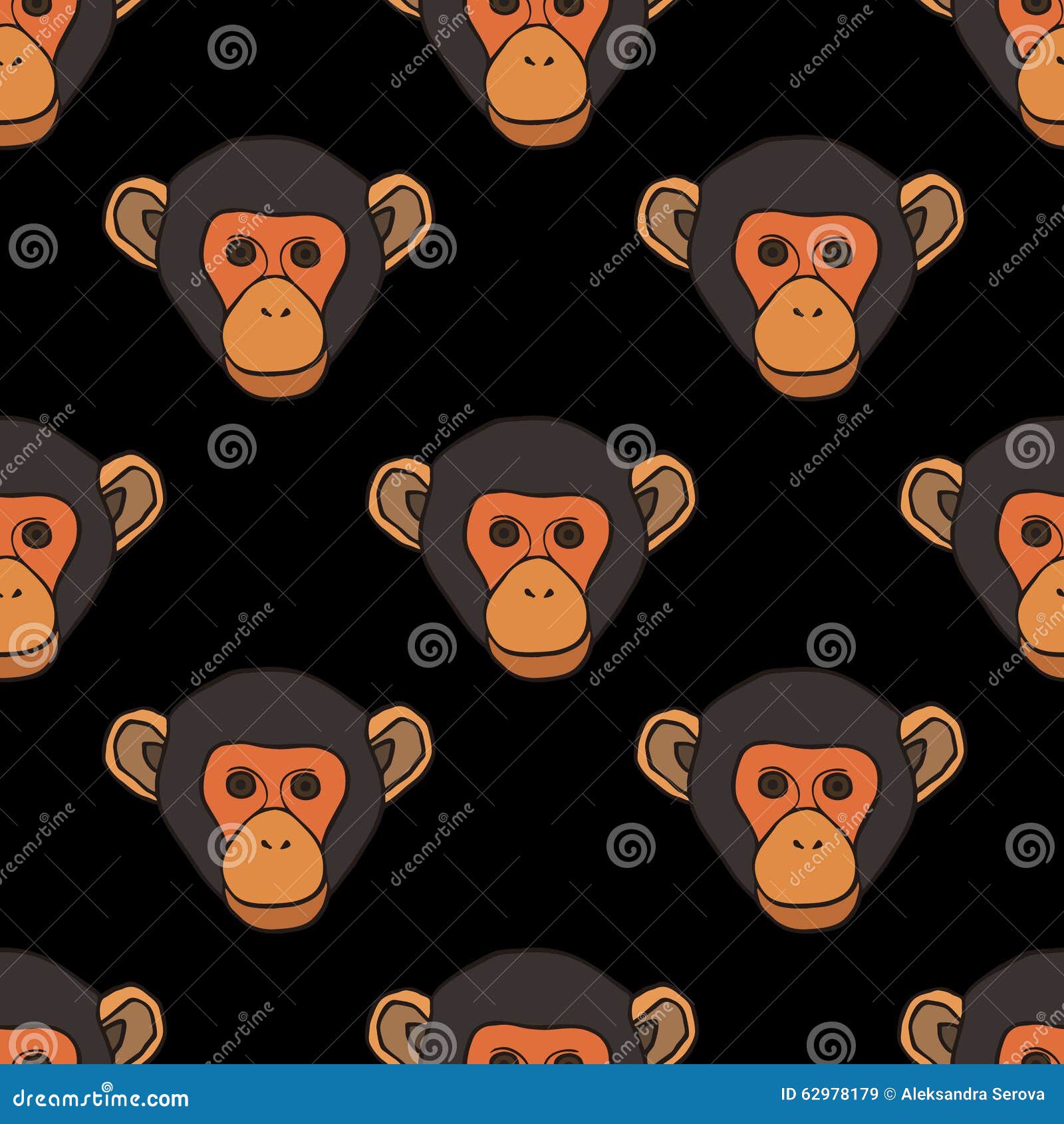 Seamless Pattern with Cute Faces of Monkeys. Stock Vector ...