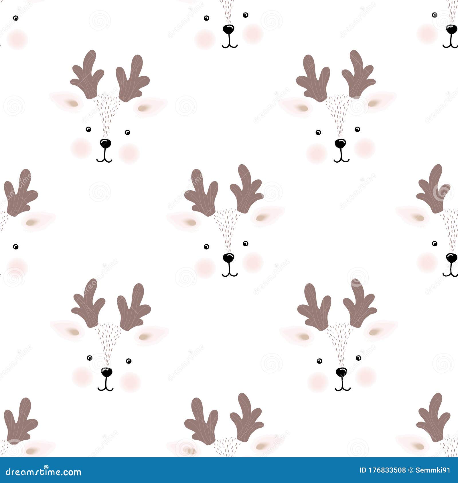 Seamless Pattern Cute Fawn Face, Vector Illustration Stock Illustration ...