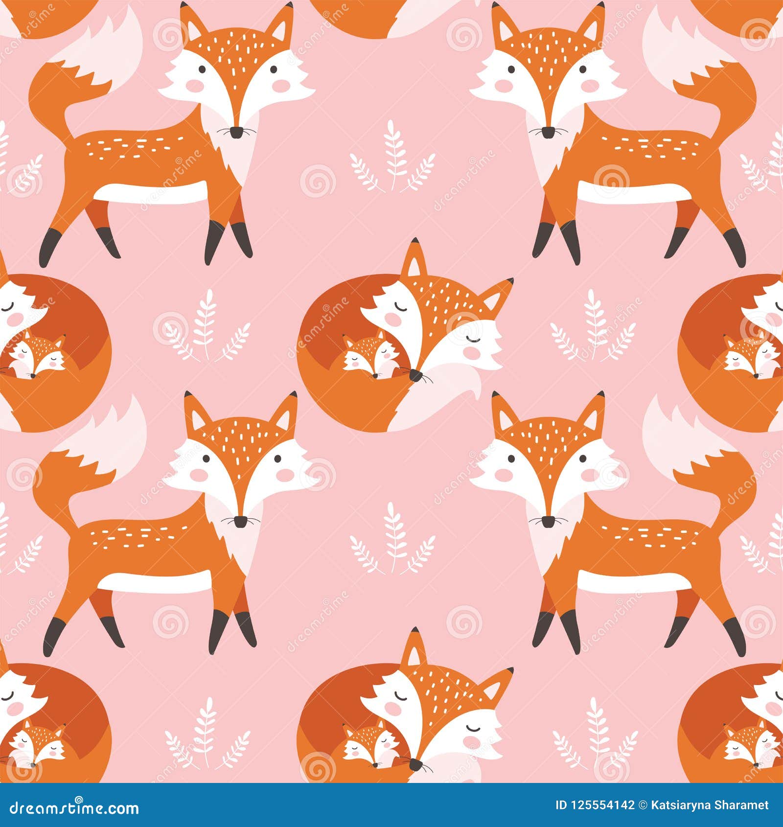 Seamless Pattern with Cute Fox. Childish Print Stock Vector ...