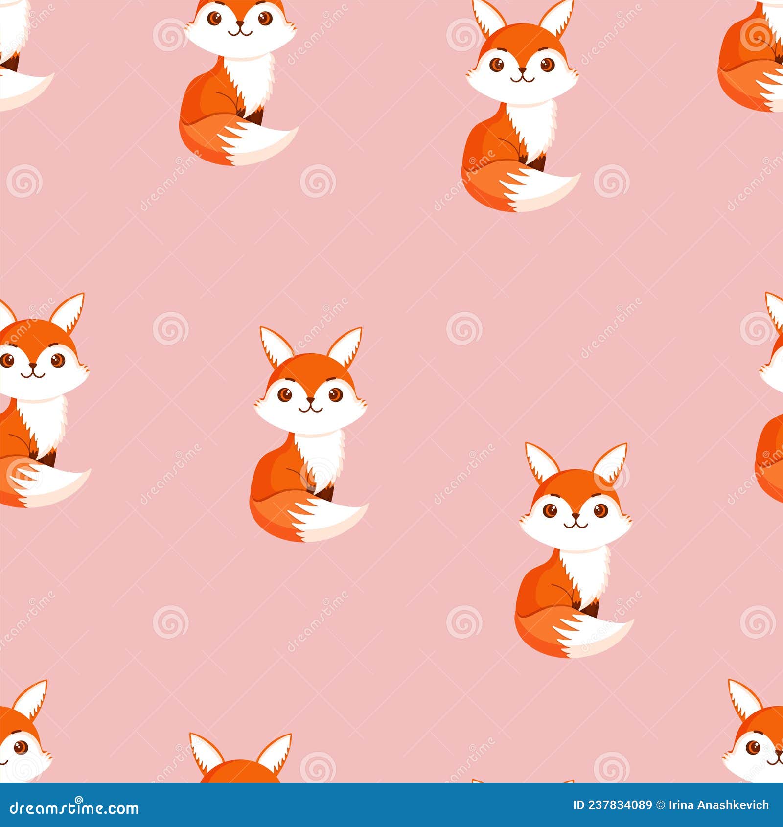 Seamless Pattern with Cute Fox. Texture with Animals for Textiles ...