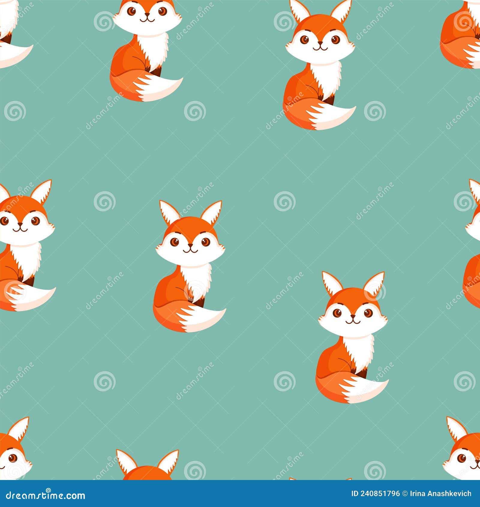 Seamless Pattern with Cute Fox. Texture with Animals for Textiles ...