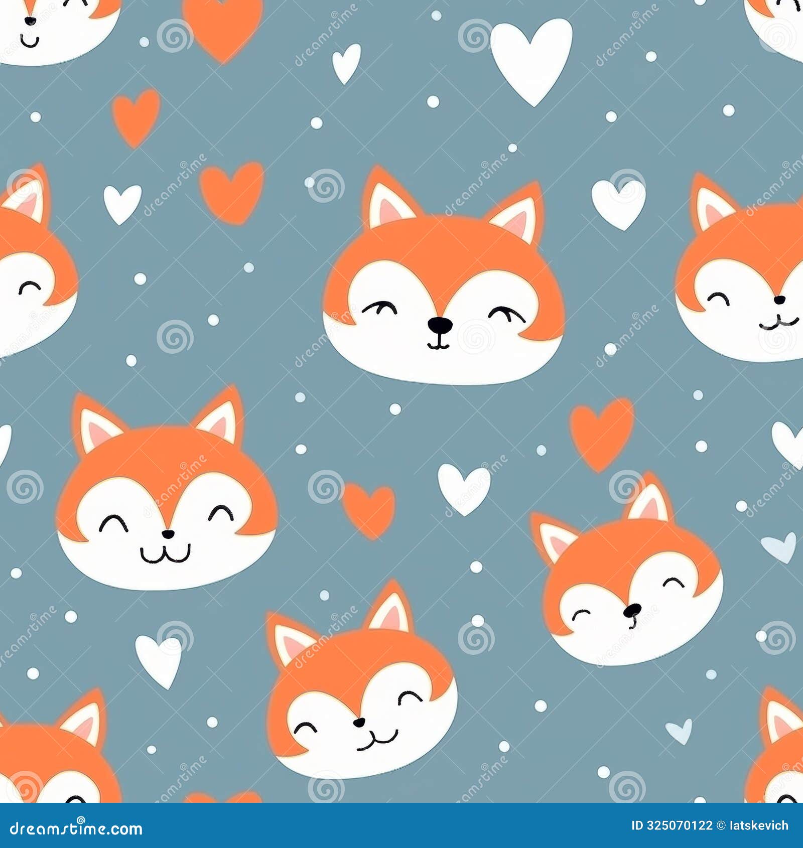 Seamless Pattern of a Cute Foxes and Hearts. a Nice Simple Tileble ...