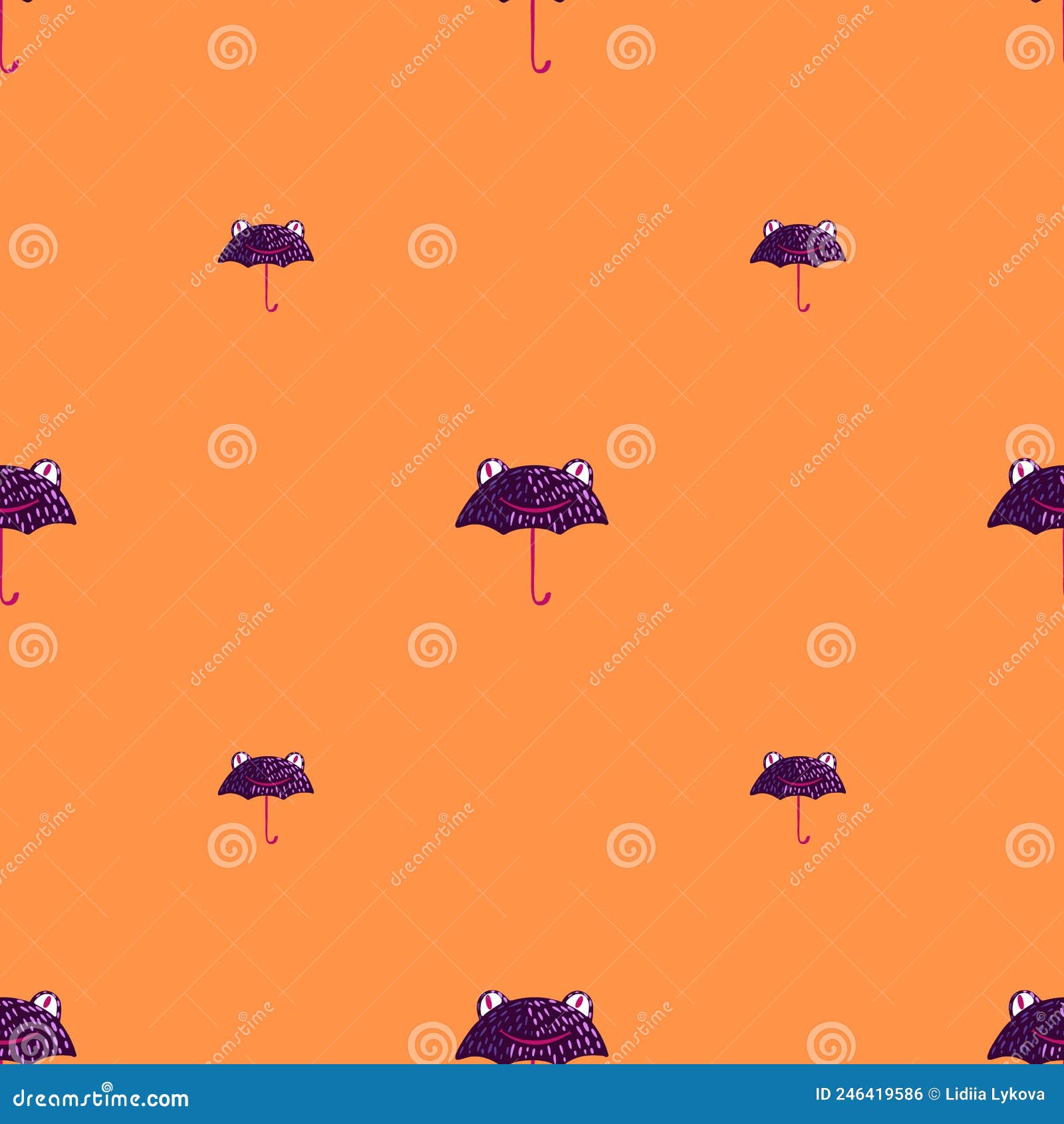 Seamless Pattern Cute Frog Umbrella. Background of Funny Accessory ...