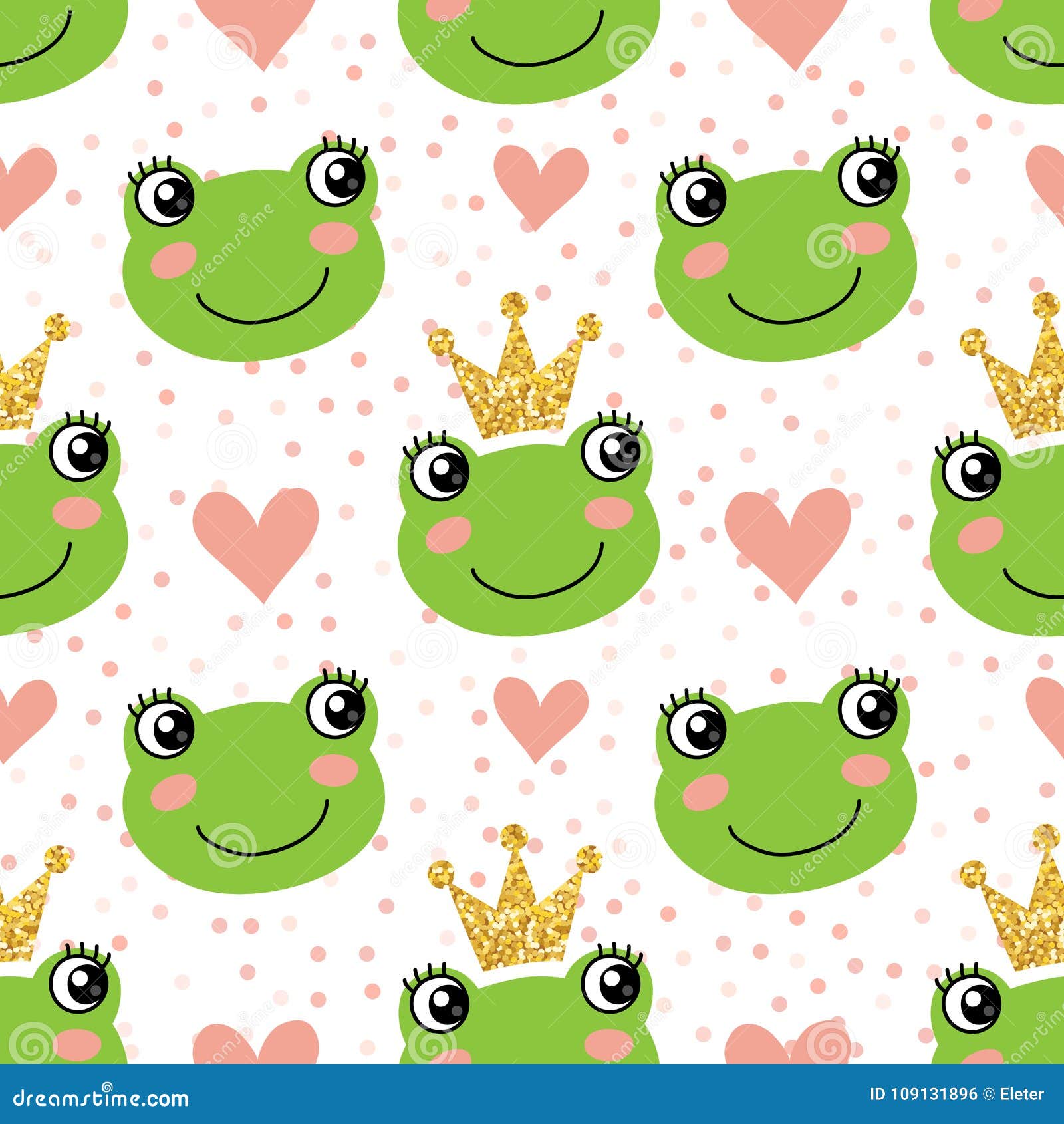 Seamless Pattern with Cute Frogs and Crowns Stock Vector - Illustration ...