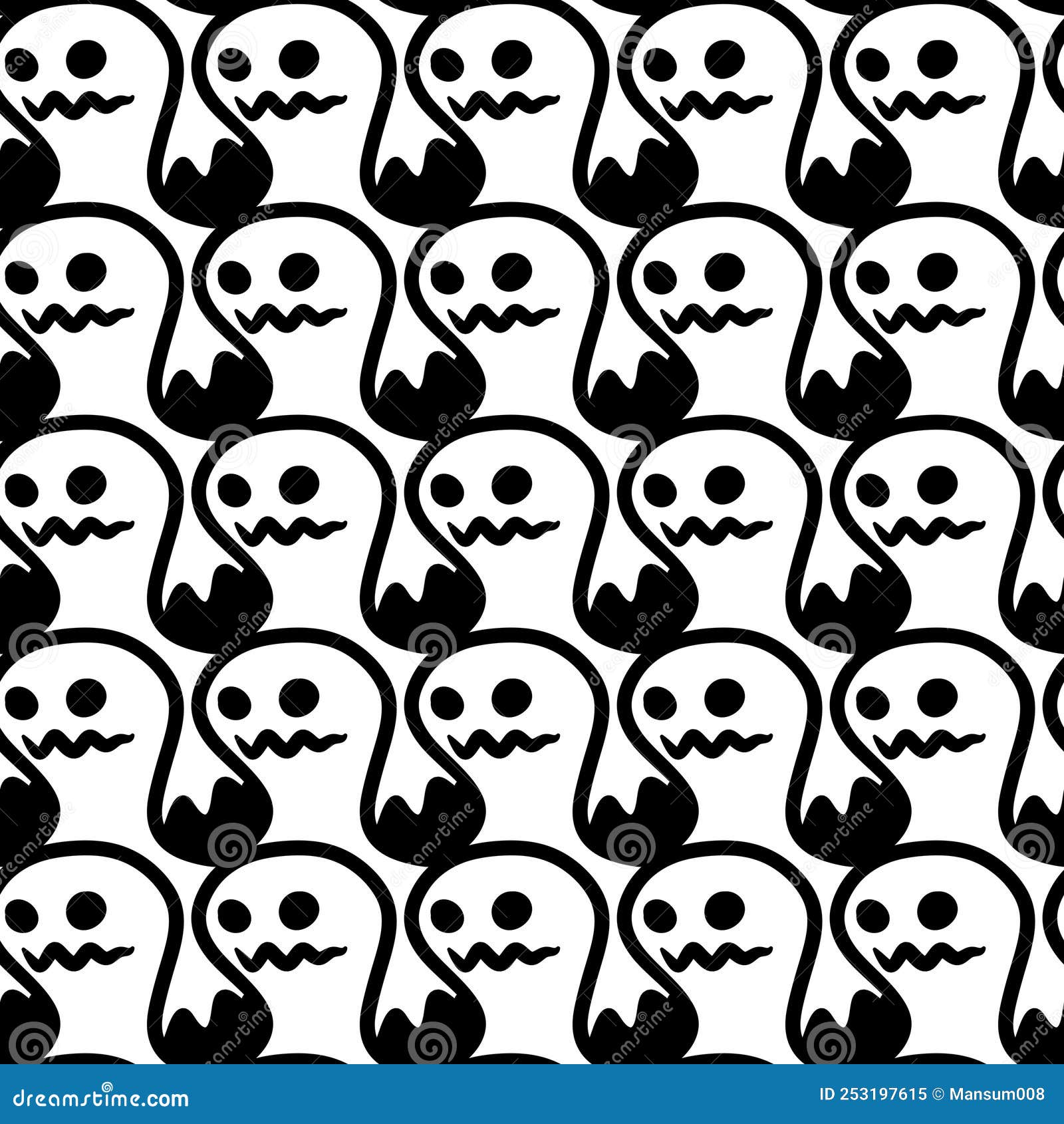 Seamless Pattern of Cute Ghost Cartoon Stock Illustration ...