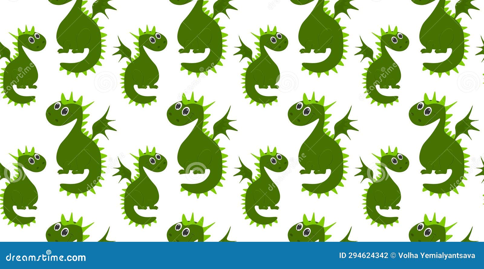 Seamless Pattern with Cute Green Dragon. Vector . Symbol of the Year ...