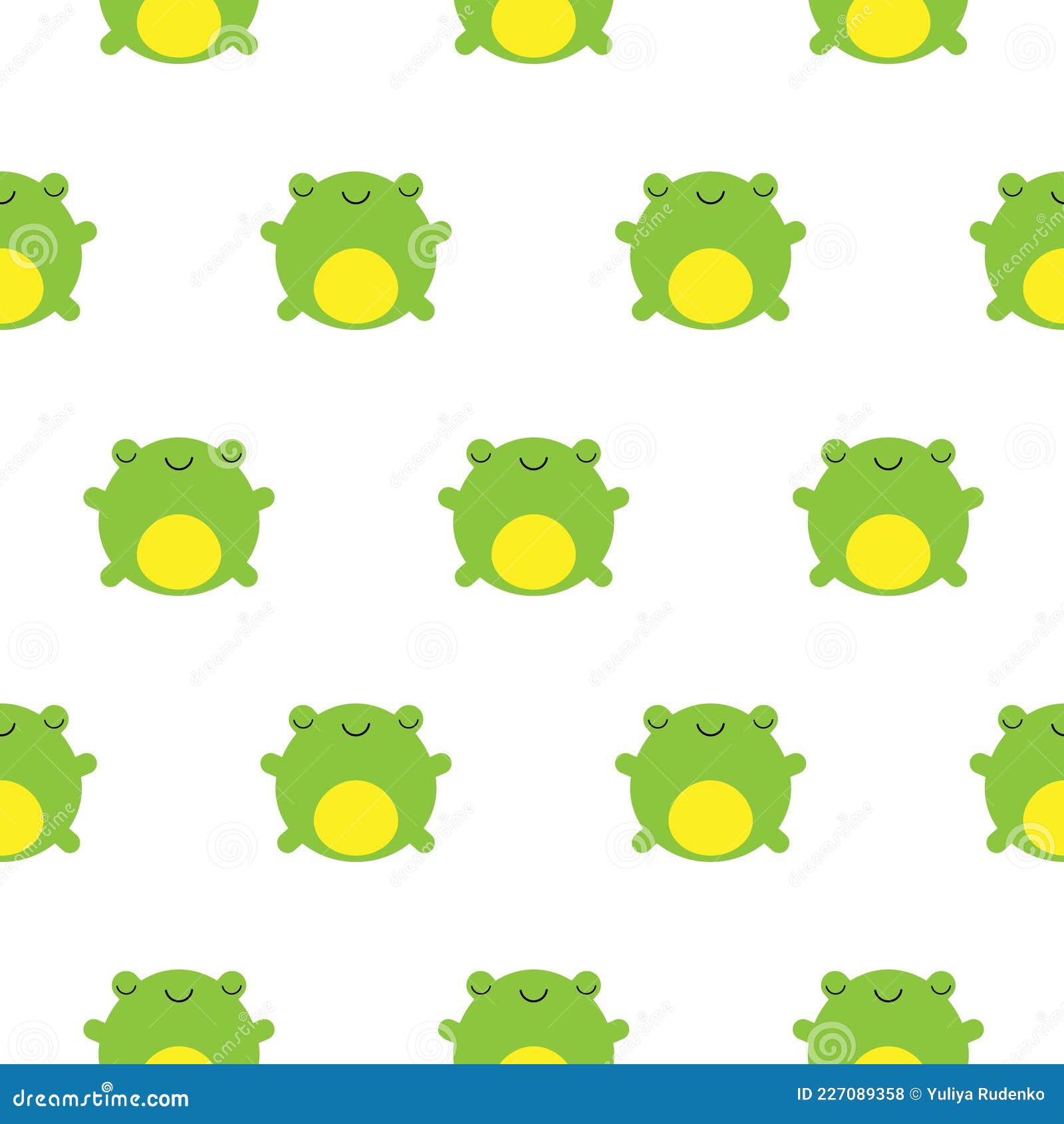 Seamless Pattern with Cute Green Frogs. Vector Background for Kids ...