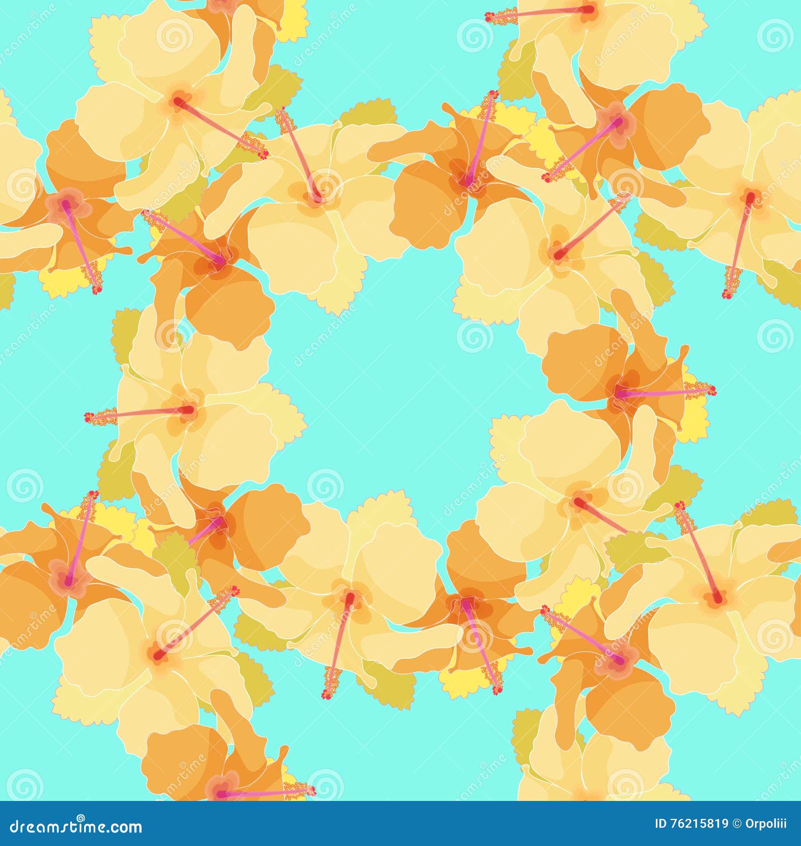 Seamless Pattern with Cute Hibiscus. Vector Illustration Stock Vector ...