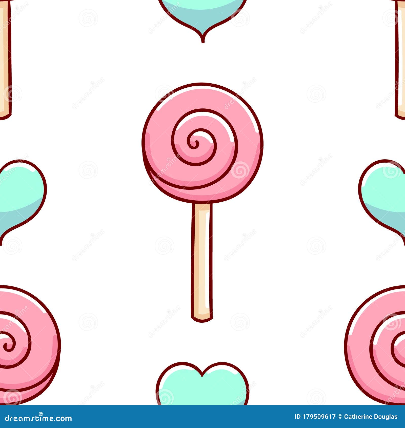 Seamless Pattern, Cute Kawaii Hand Drawn Candy Doodles Stock Vector ...