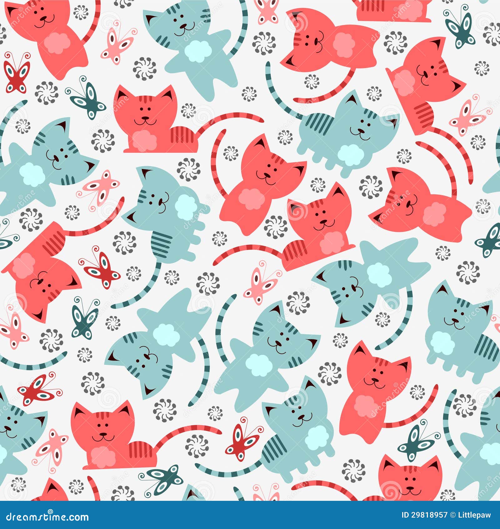 Seamless Pattern with Kittens Stock Vector - Illustration of kitten ...