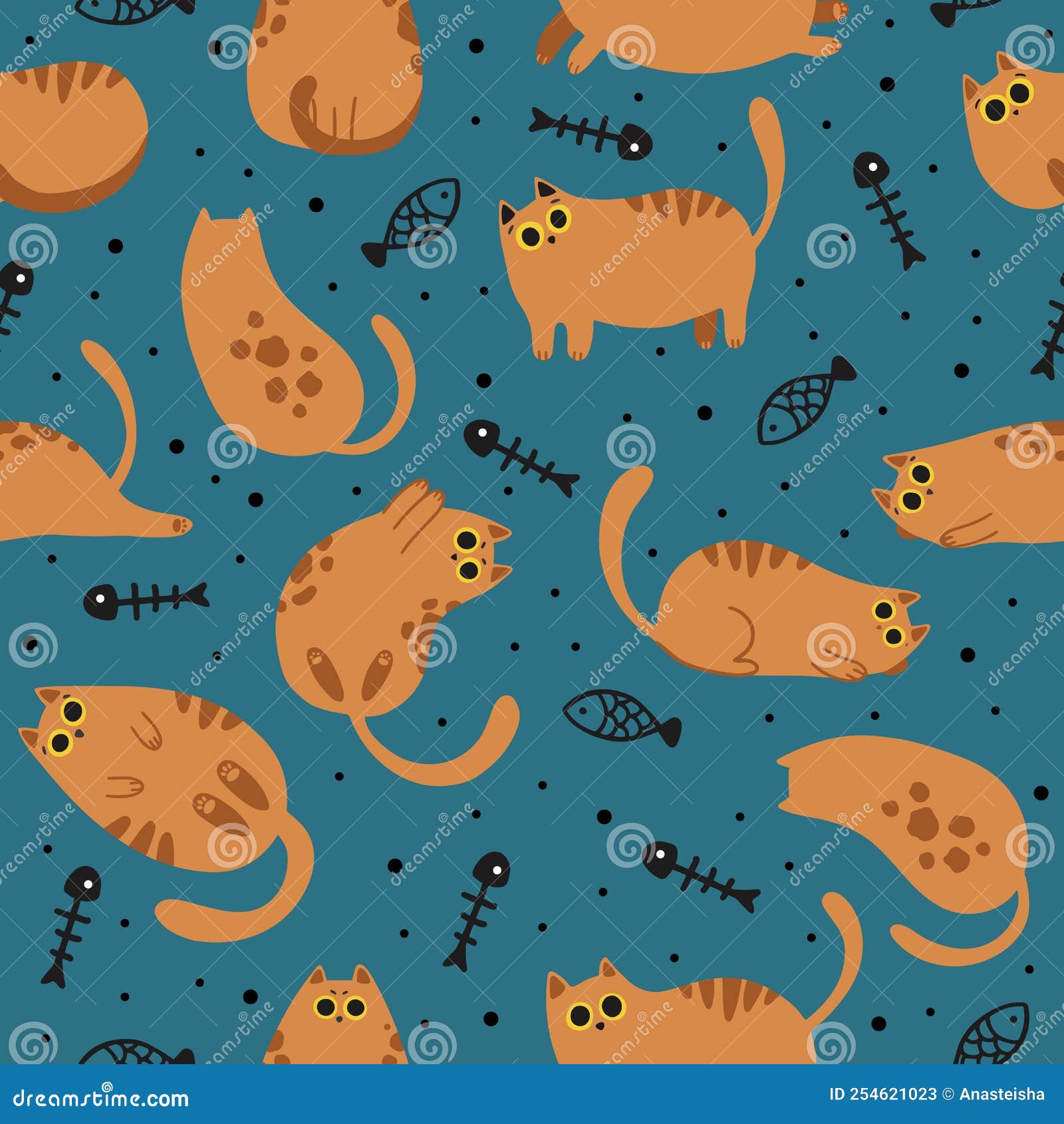 Seamless Pattern with Cute Kittens. Creative Childish Texture Stock ...