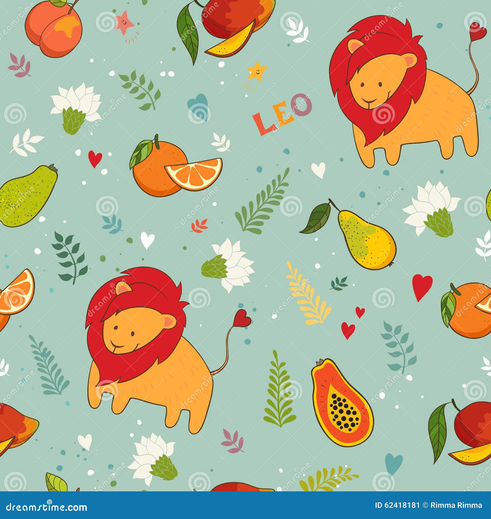 Seamless Pattern, Cute Leon Stock Illustration - Illustration of humor ...
