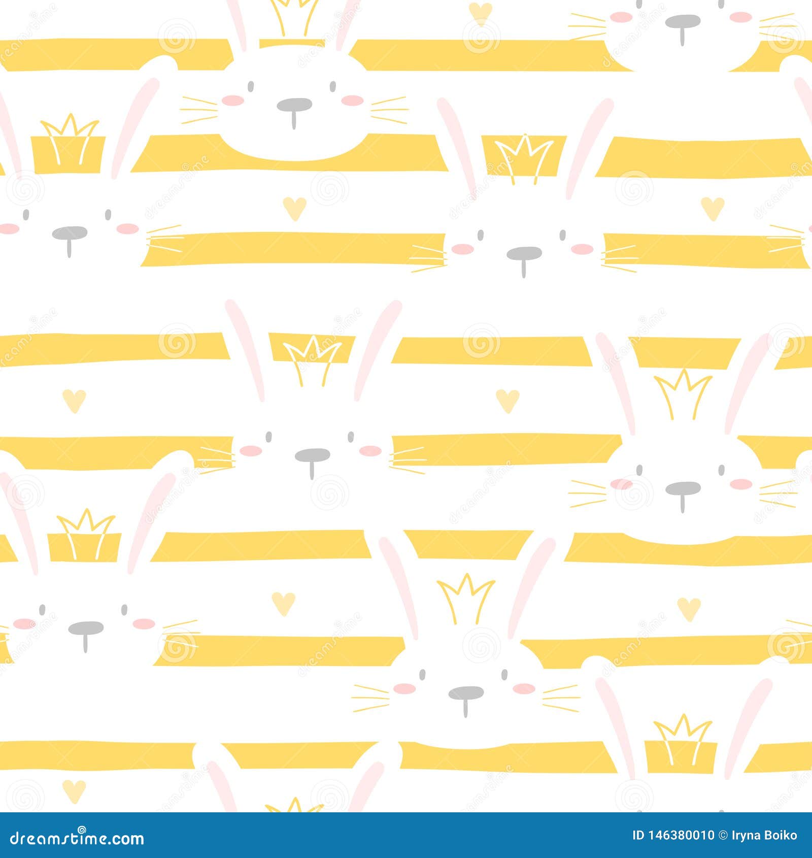 Seamless Pattern with Cute Little Bunny. Vector Illustration Stock ...