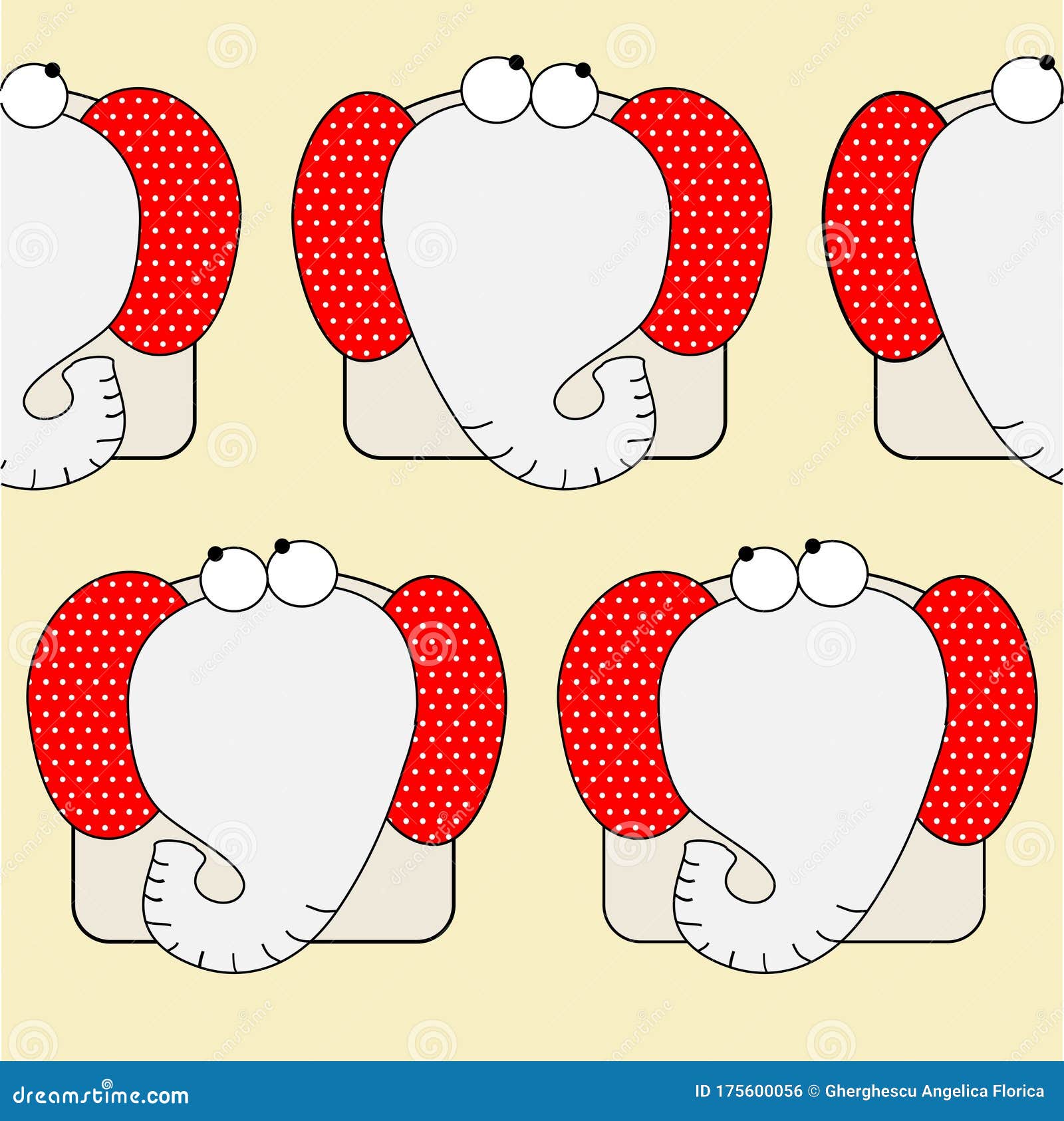 Cute Elephant with Polka Dot Seamless Pattern - Vector Stock Vector ...