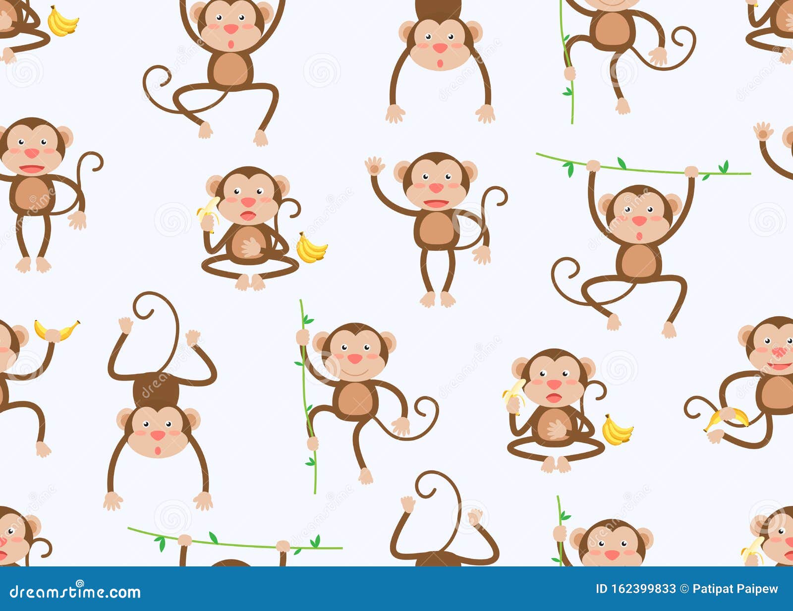 Set Of Monkeys In Cartoon Style. Vector Illustration. Types Monkeys Are ...
