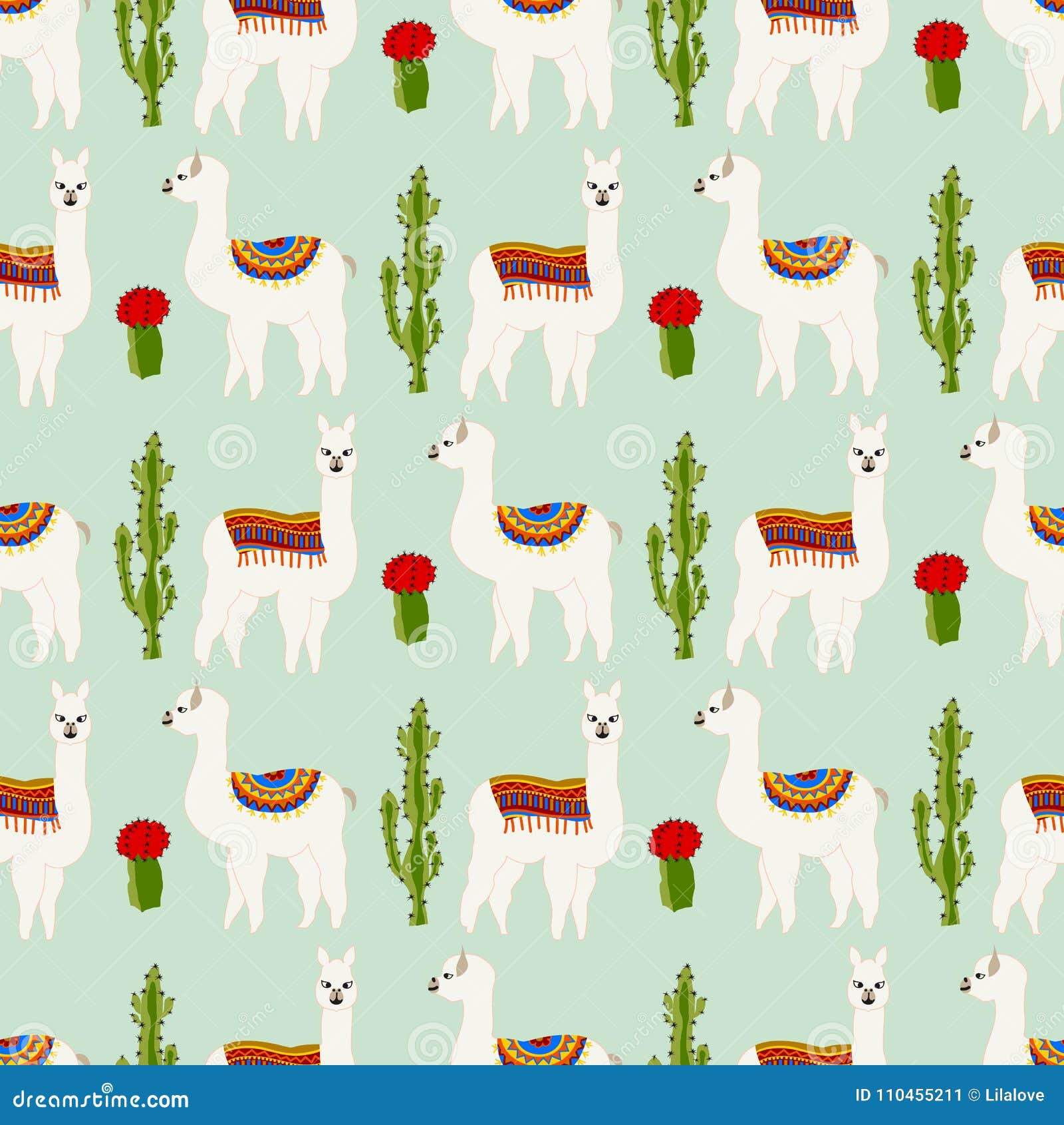Seamless Pattern with Cute Llama. Stock Vector - Illustration of desert ...
