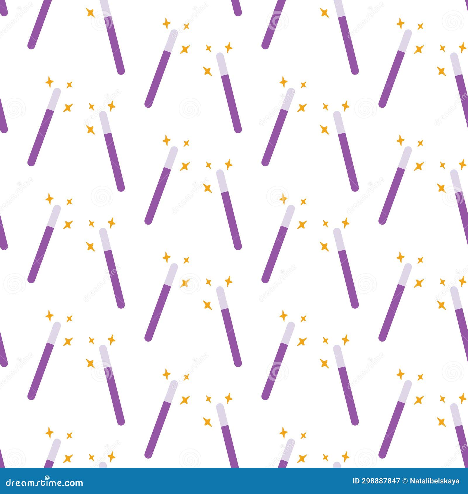 Seamless Pattern with Cute Magic Wand and Decorative Elements of Stars ...