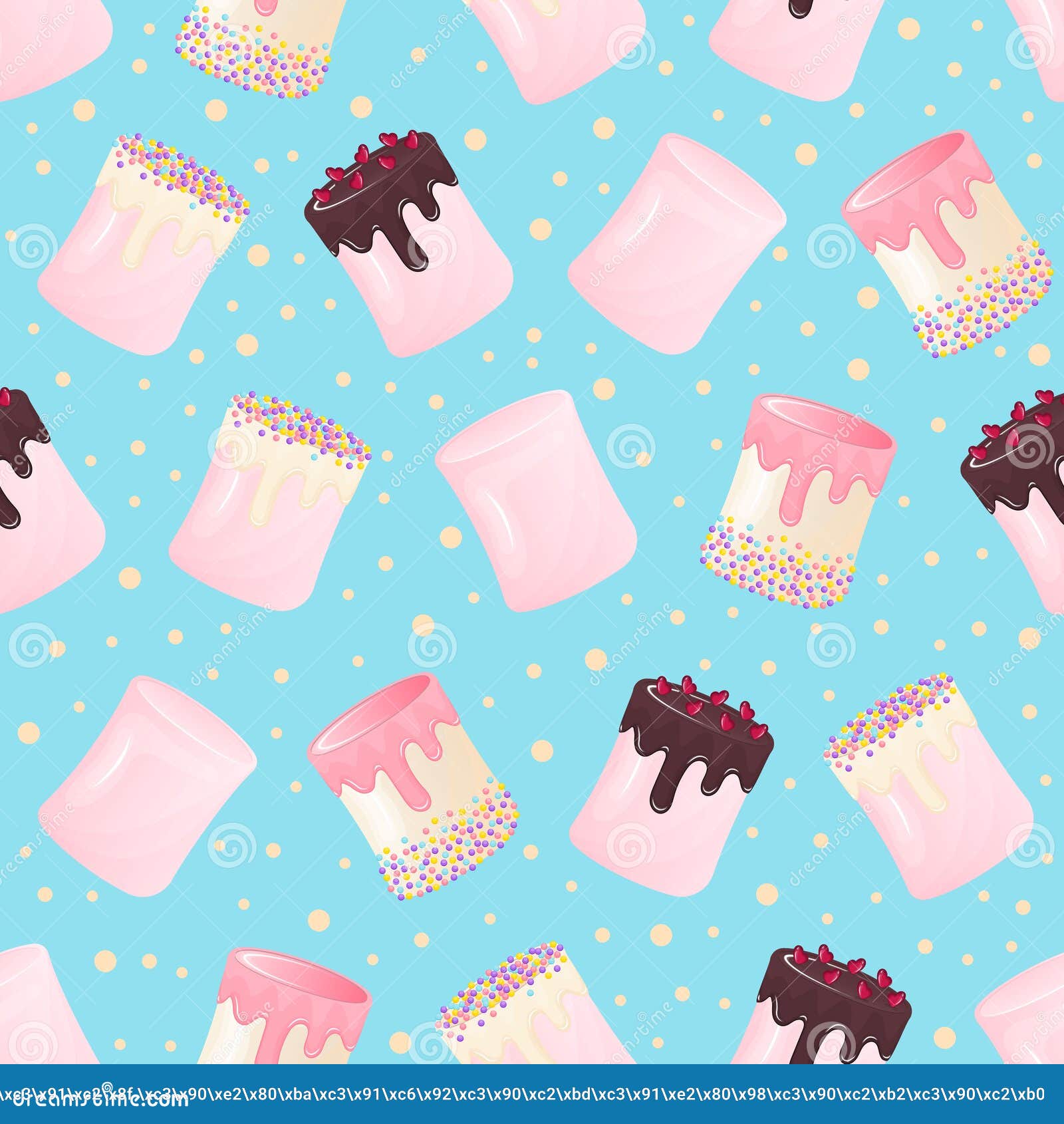 Cute Two Marshmallows With Faces, Sweet Puffy Candy. Marshmallow With ...