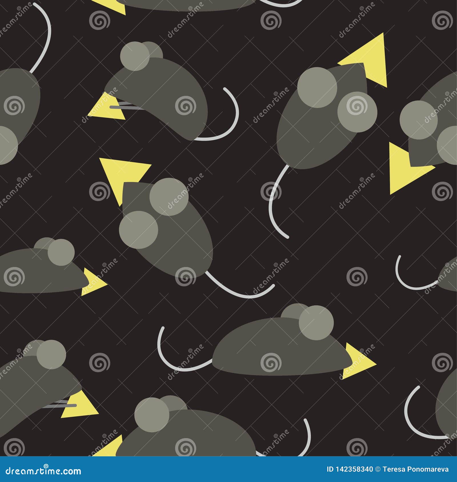 Seamless Pattern with Cute Mice. Children S Background. Mice with ...