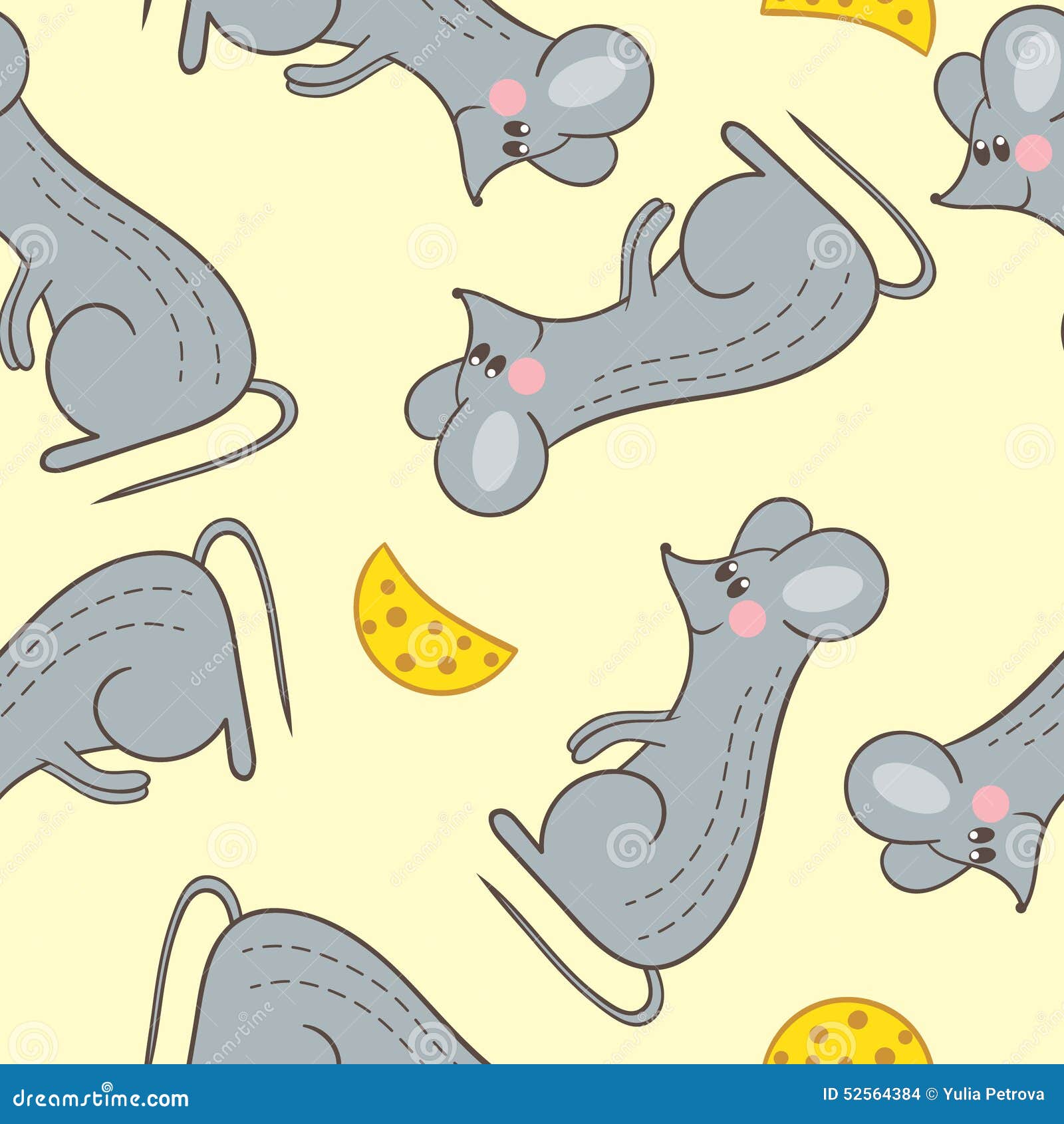 Seamless Pattern of Cute Mouse Stock Vector - Illustration of cute ...