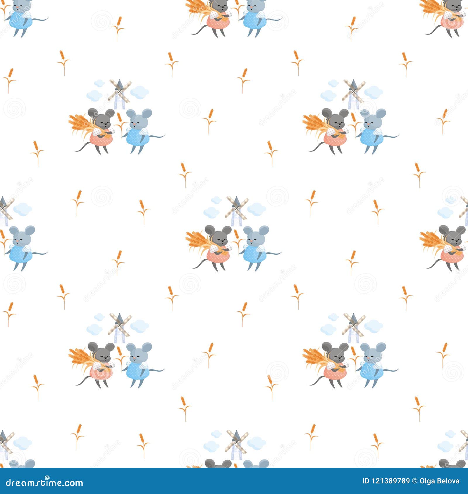 Seamless Pattern with Cute Mouses Stock Vector - Illustration of bundle ...