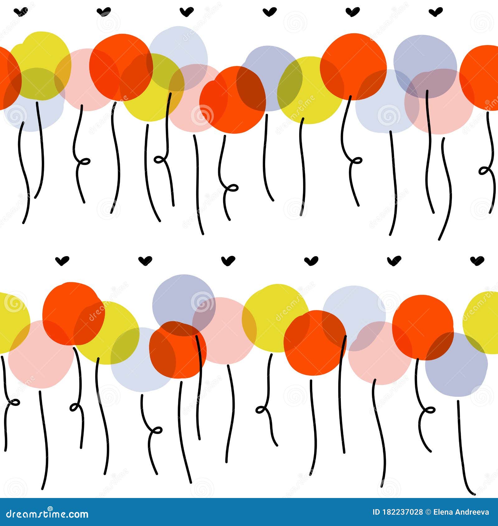 Seamless Pattern with Cute Multicolored Balloons. Playful Vector Design ...