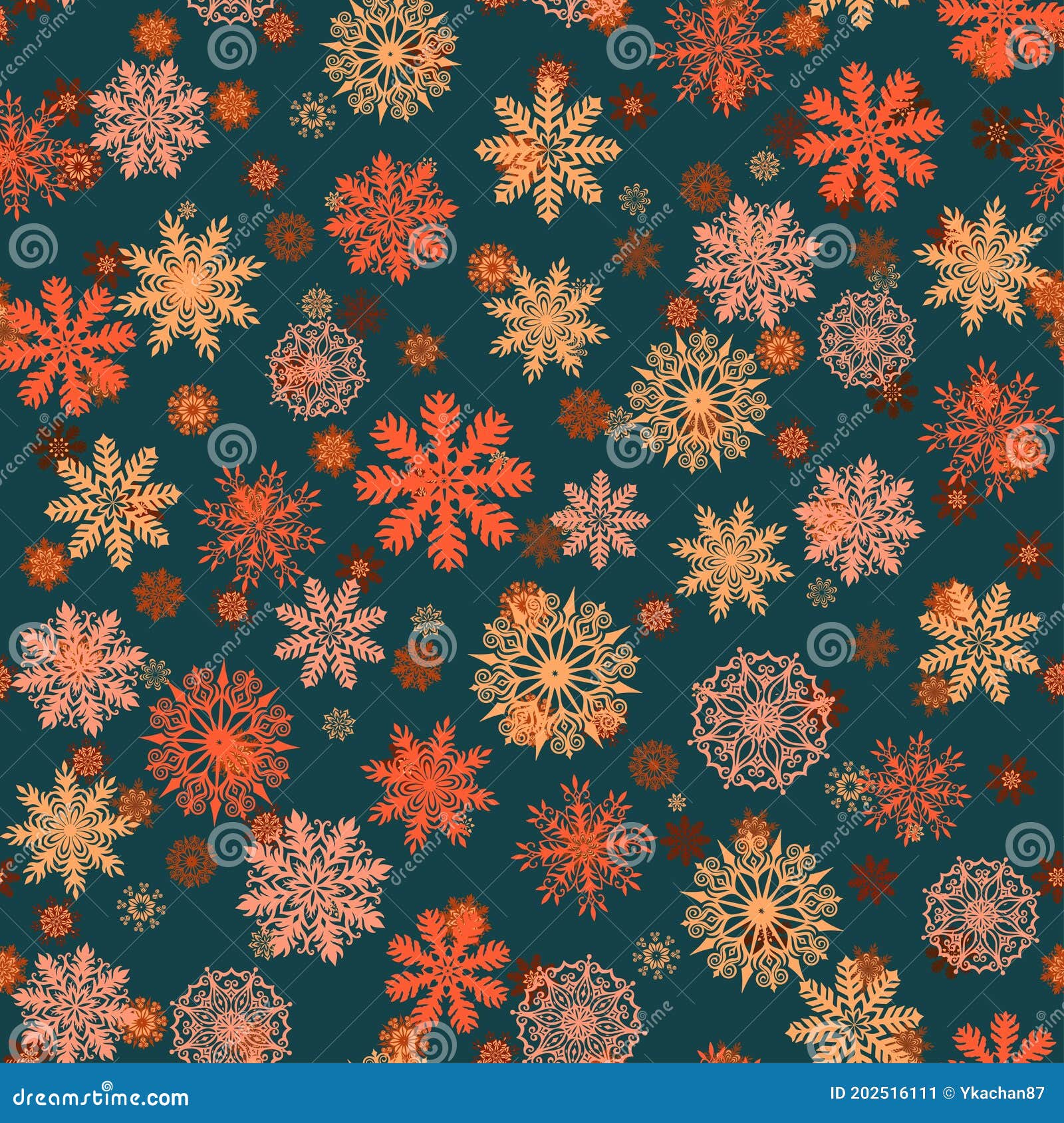 Seamless Pattern with Cute Original Red Snowflakes Elements. Stock ...