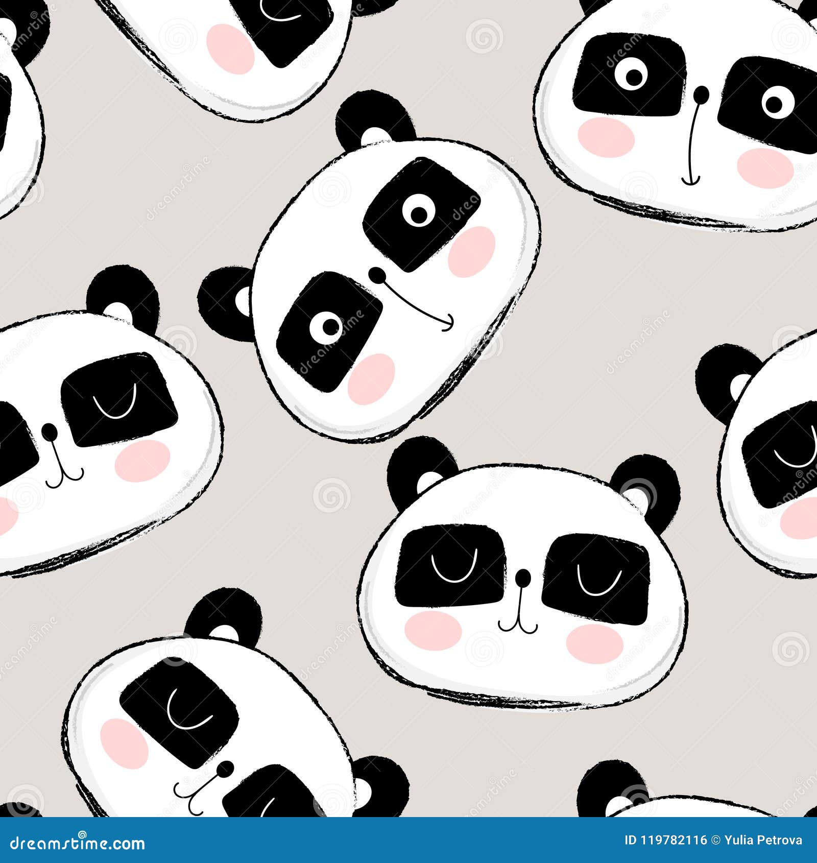 Seamless Pattern with Cute Panda Face Stock Vector - Illustration of ...