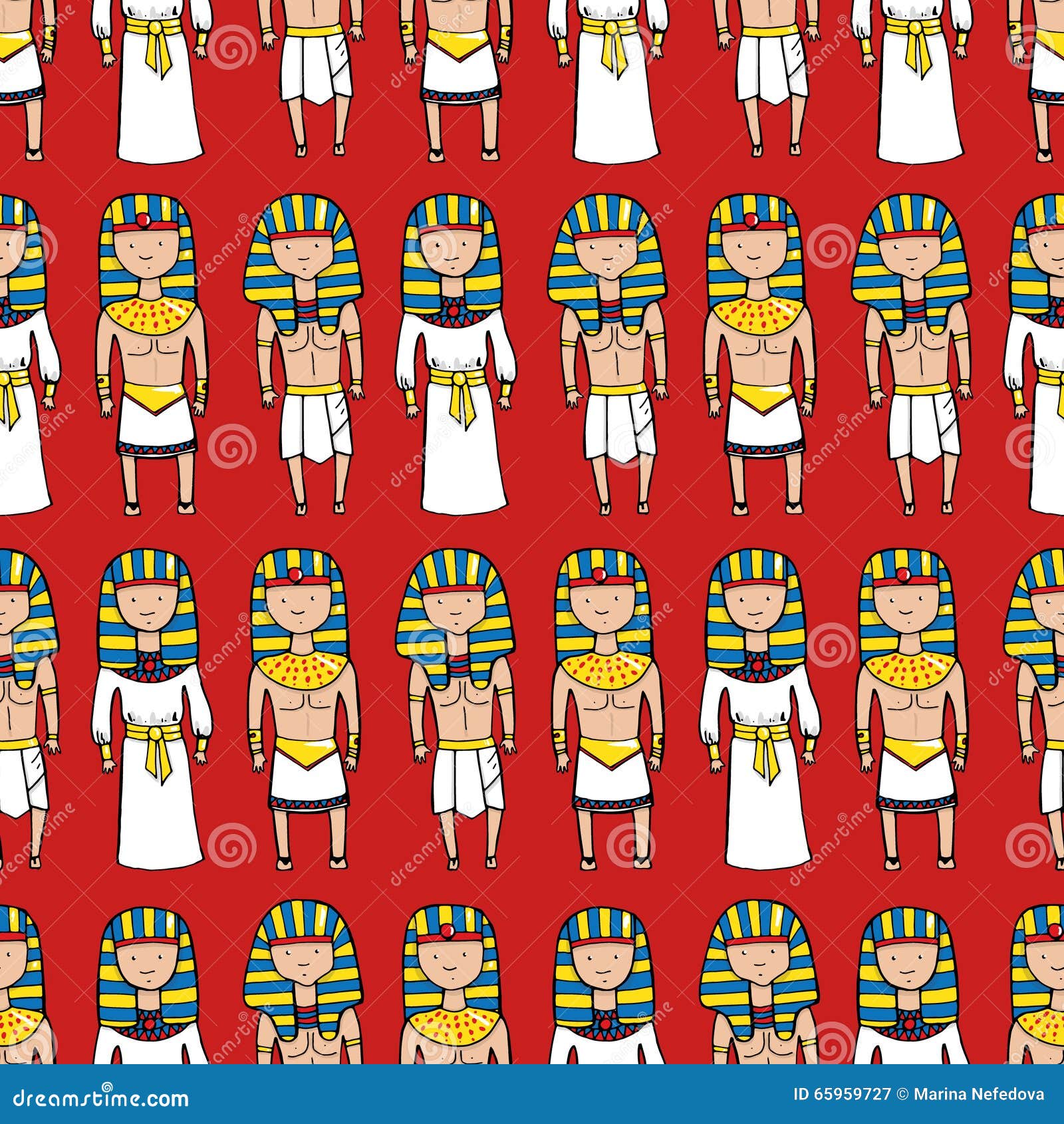 Seamless Pattern with Cute Pharaohs Stock Illustration - Illustration ...