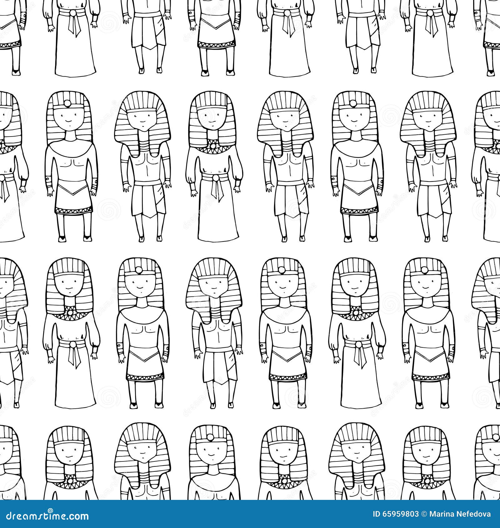 Seamless Pattern with Cute Pharaohs Stock Illustration - Illustration ...