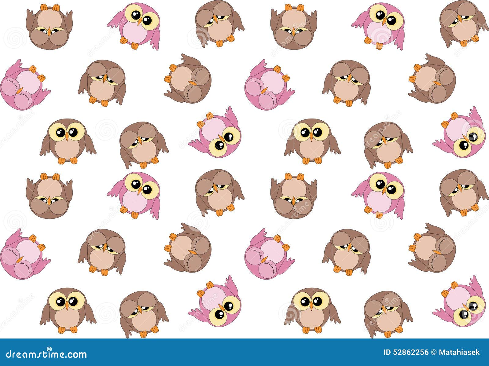 Seamless Pattern with Cute Pink and Brown Owls Stock Vector ...