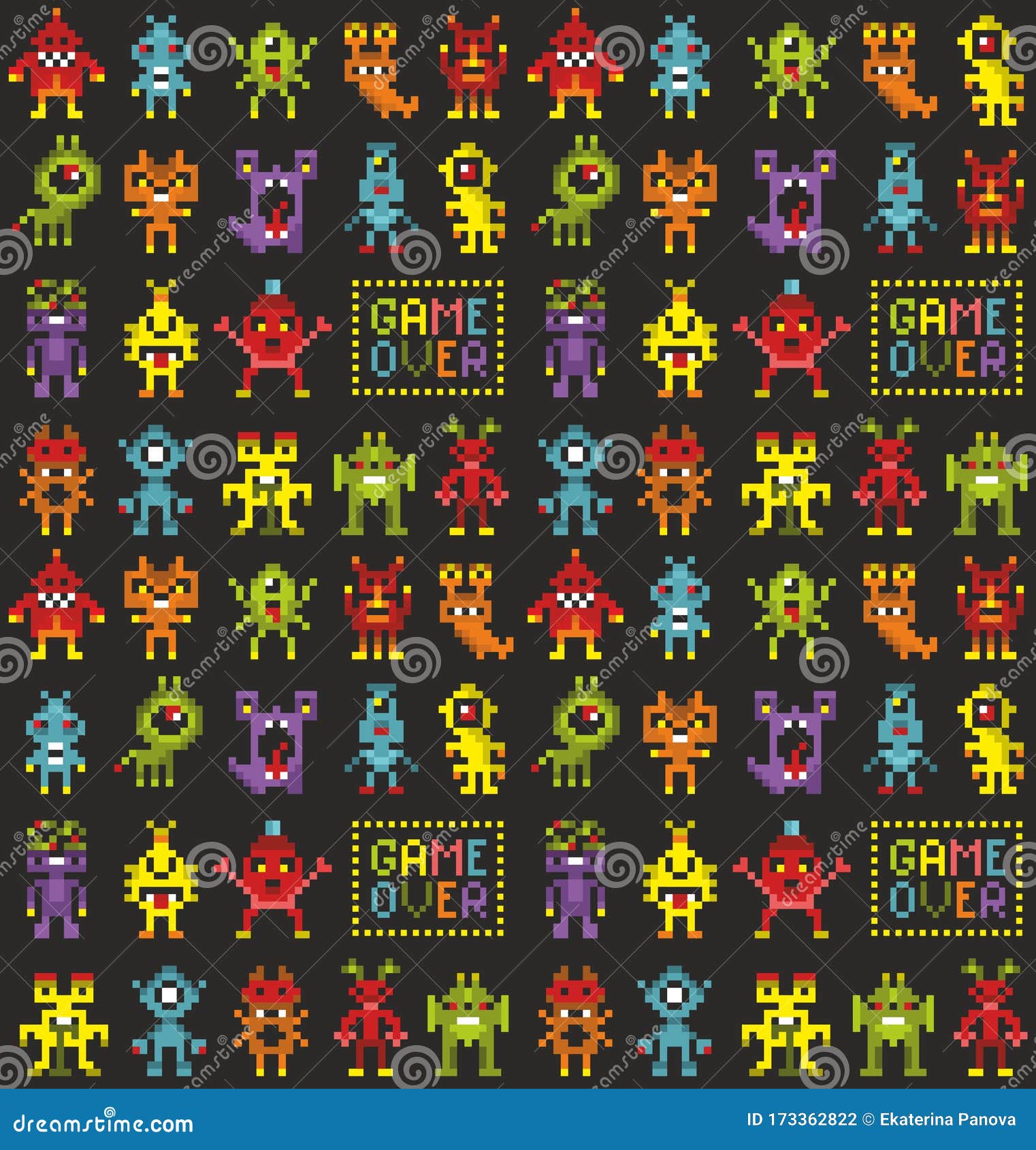 Pixel Art Monsters. Vector 8bit Ui Game Icons Set | CartoonDealer.com ...