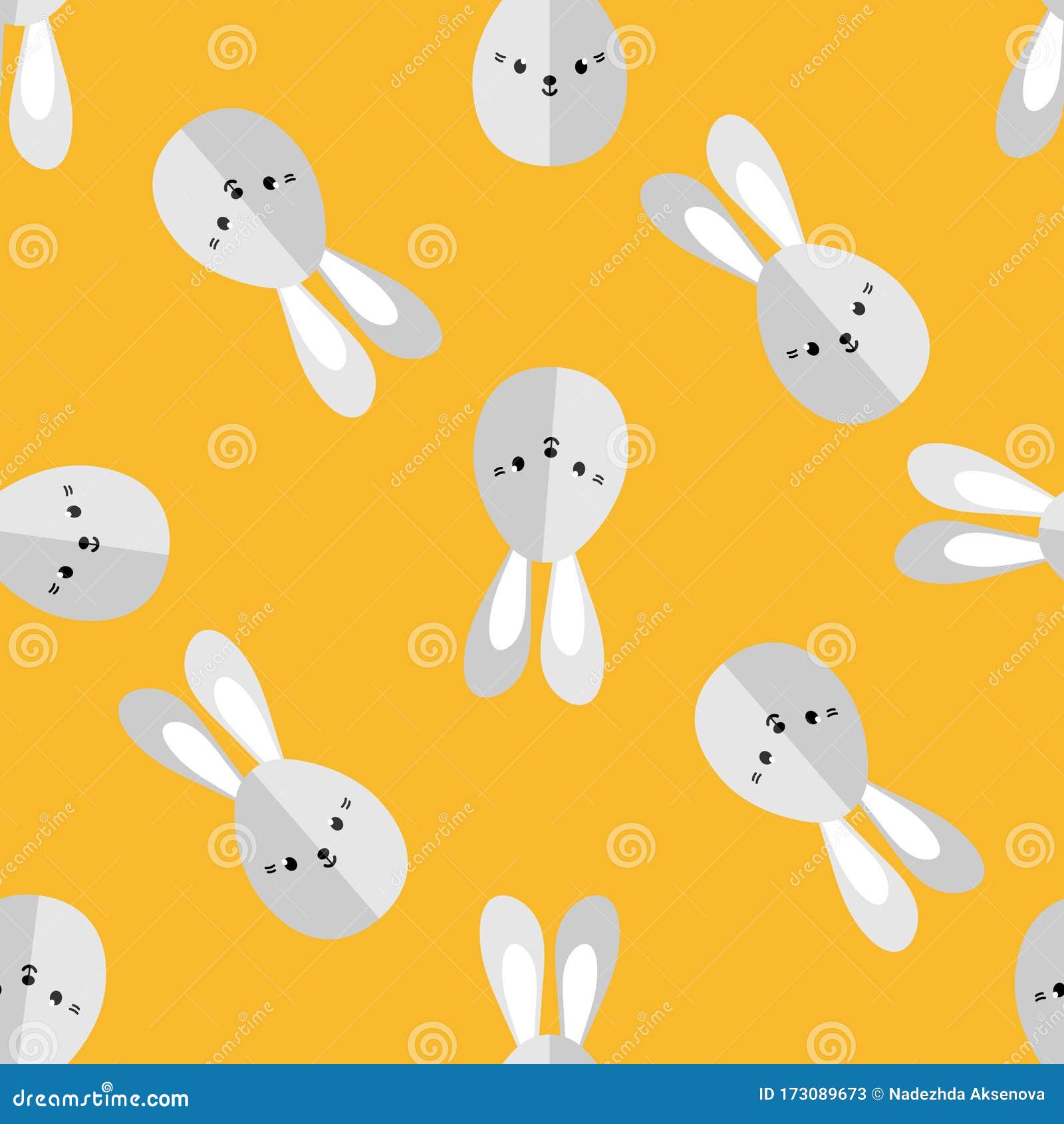 Seamless Pattern with Cute Rabbit , Flat Style. Vector Illustration ...