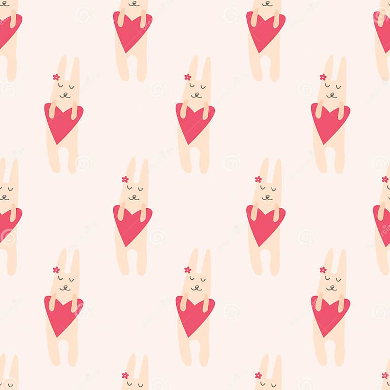 Seamless Pattern with Cute Rabbit Stock Vector - Illustration of animal ...