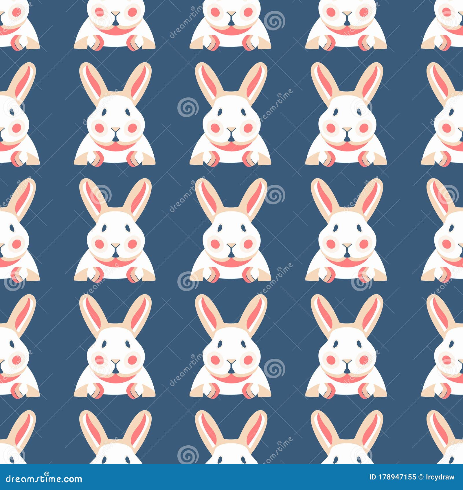 Seamless Pattern With Cute Rabbits And Bunnies Stock Vector