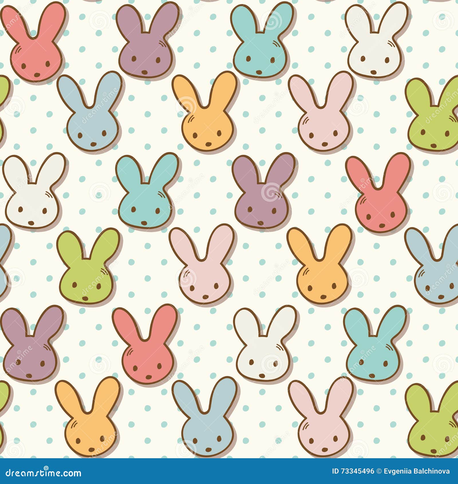 Seamless Pattern with Cute Rabbits. Colorful Bunny Background. Stock ...