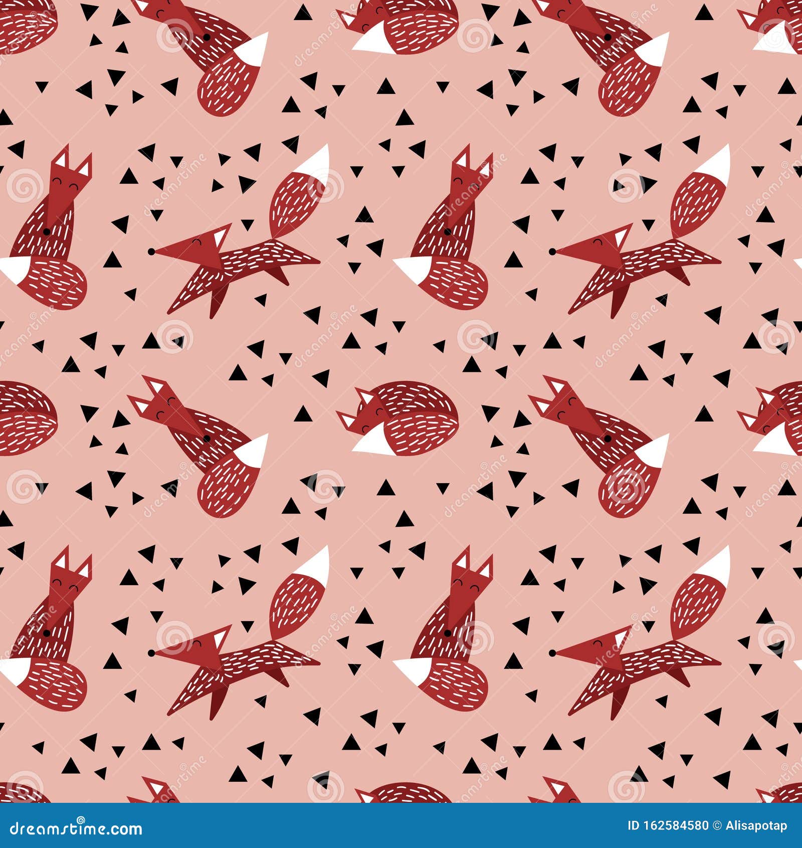 Seamless Pattern with Cute Red Foxes Stock Vector - Illustration of ...